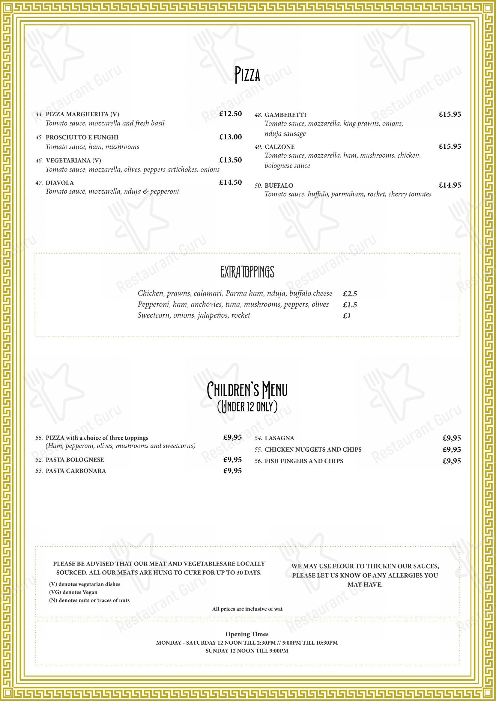 Menu at Rosello Restaurant, Albrighton
