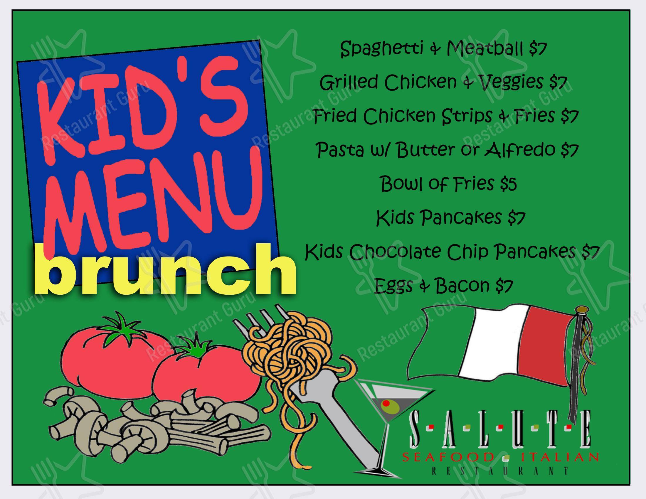 Menu at Salute Italian Restaurant, Gulfport