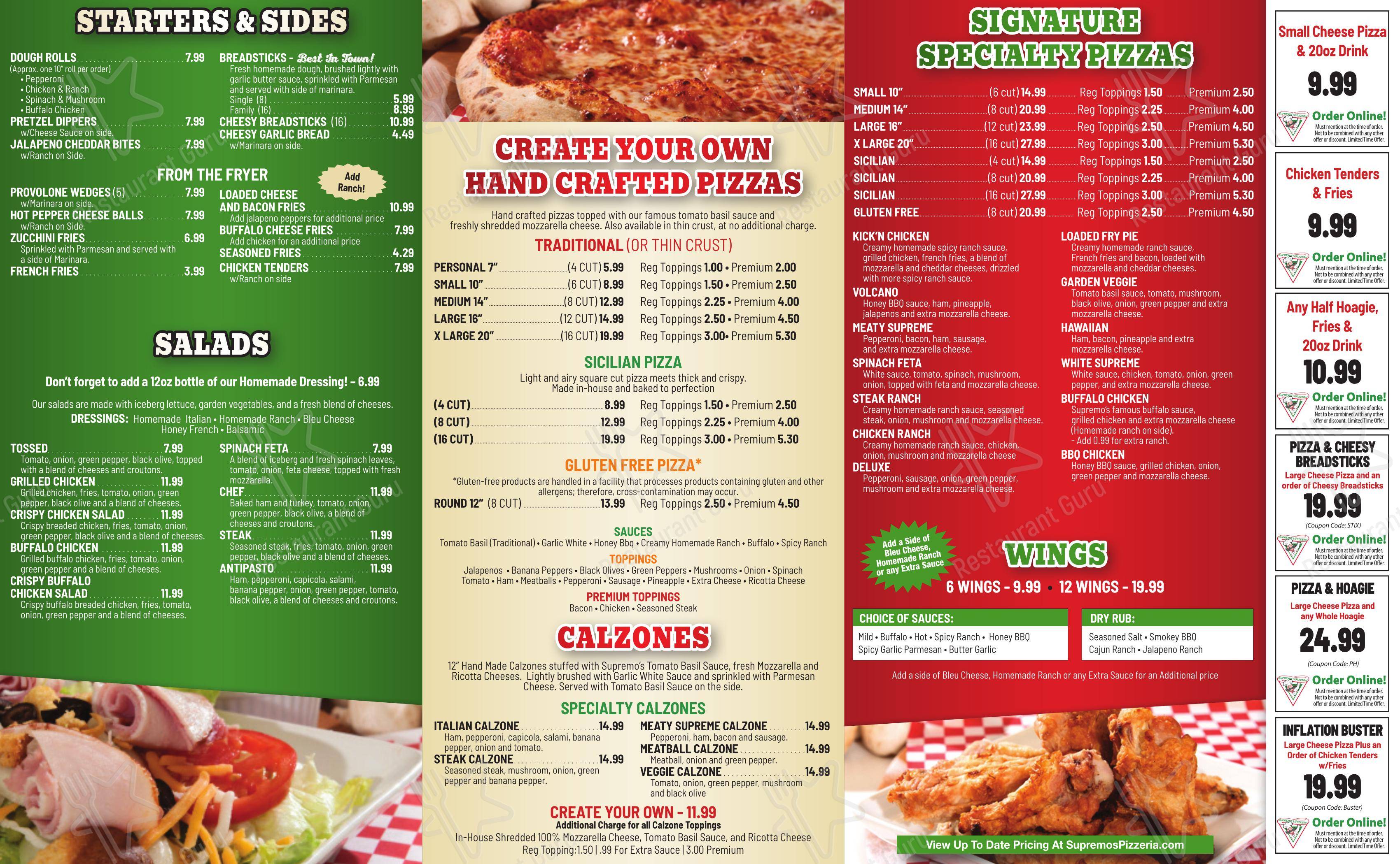 Menu at Supremo's Pizzeria - MARS, PA (ROUTE 228), Mars
