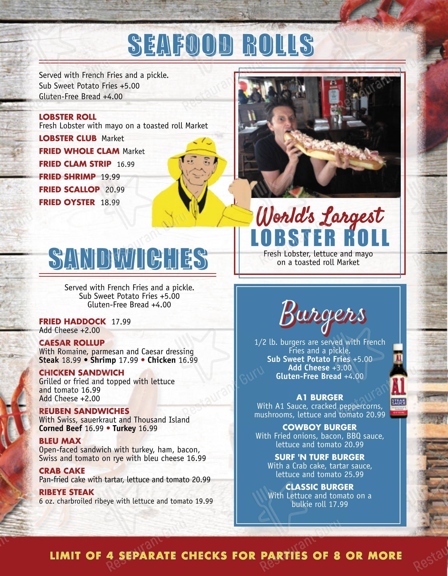 Menu at Taste of Maine Restaurant, Woolwich