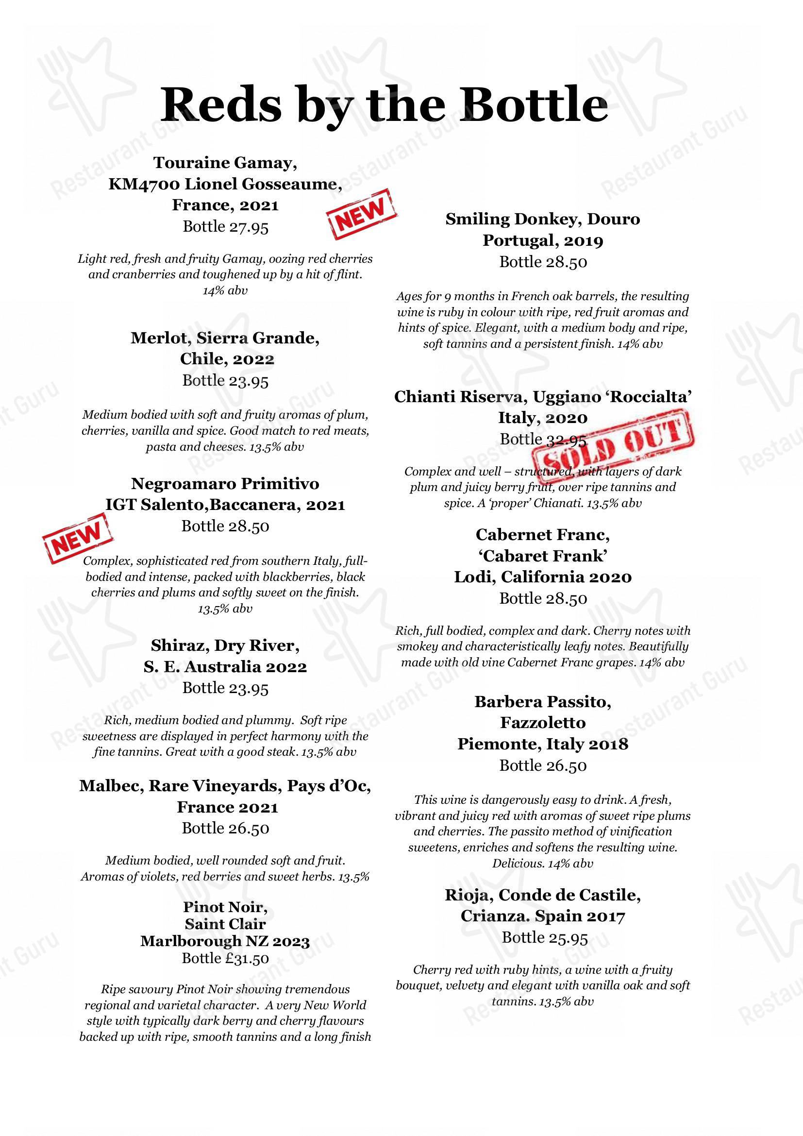 Menu at The Butlers Arms pub & bar, Sutton Coldfield