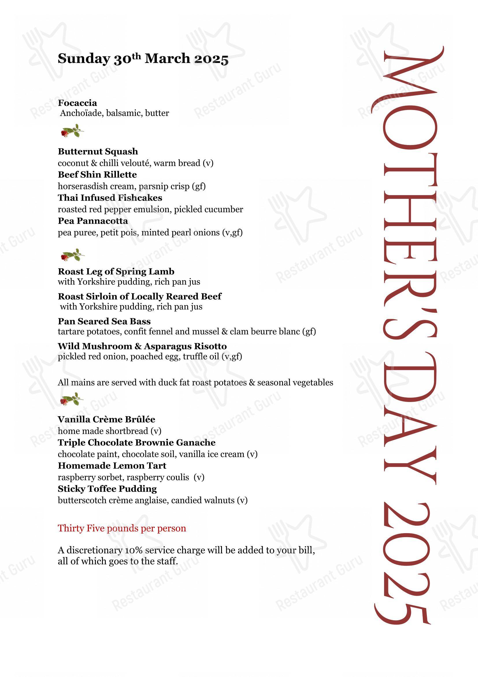 Menu at The Butlers Arms pub & bar, Sutton Coldfield