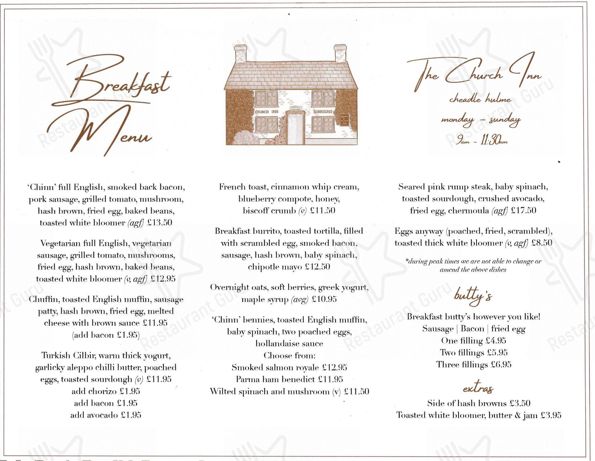 Menu at The Church Inn pub & bar, Cheadle, 90 Ravenoak Rd