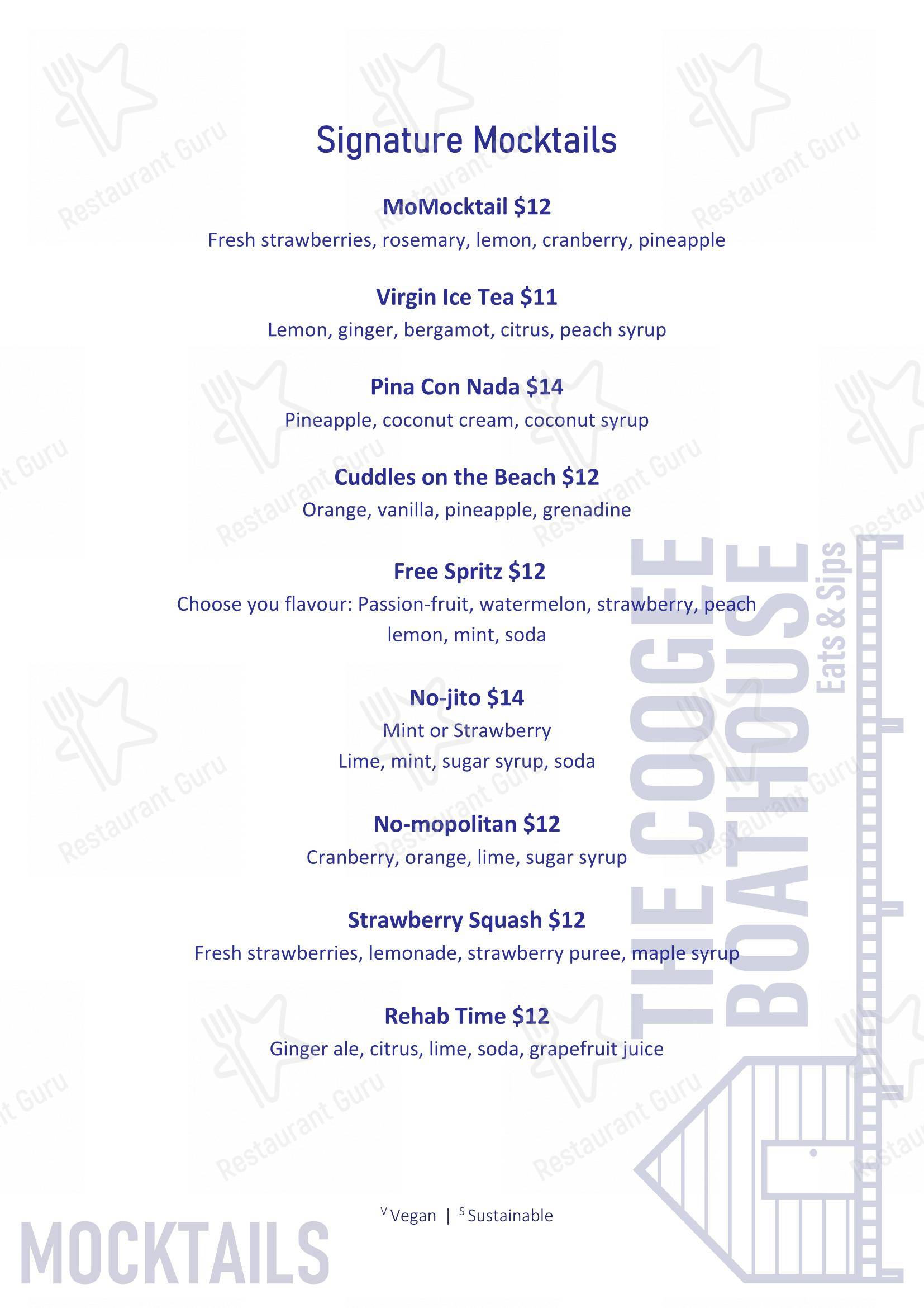Menu at The Coogee Boathouse Eats & Sips pub & bar, North Coogee