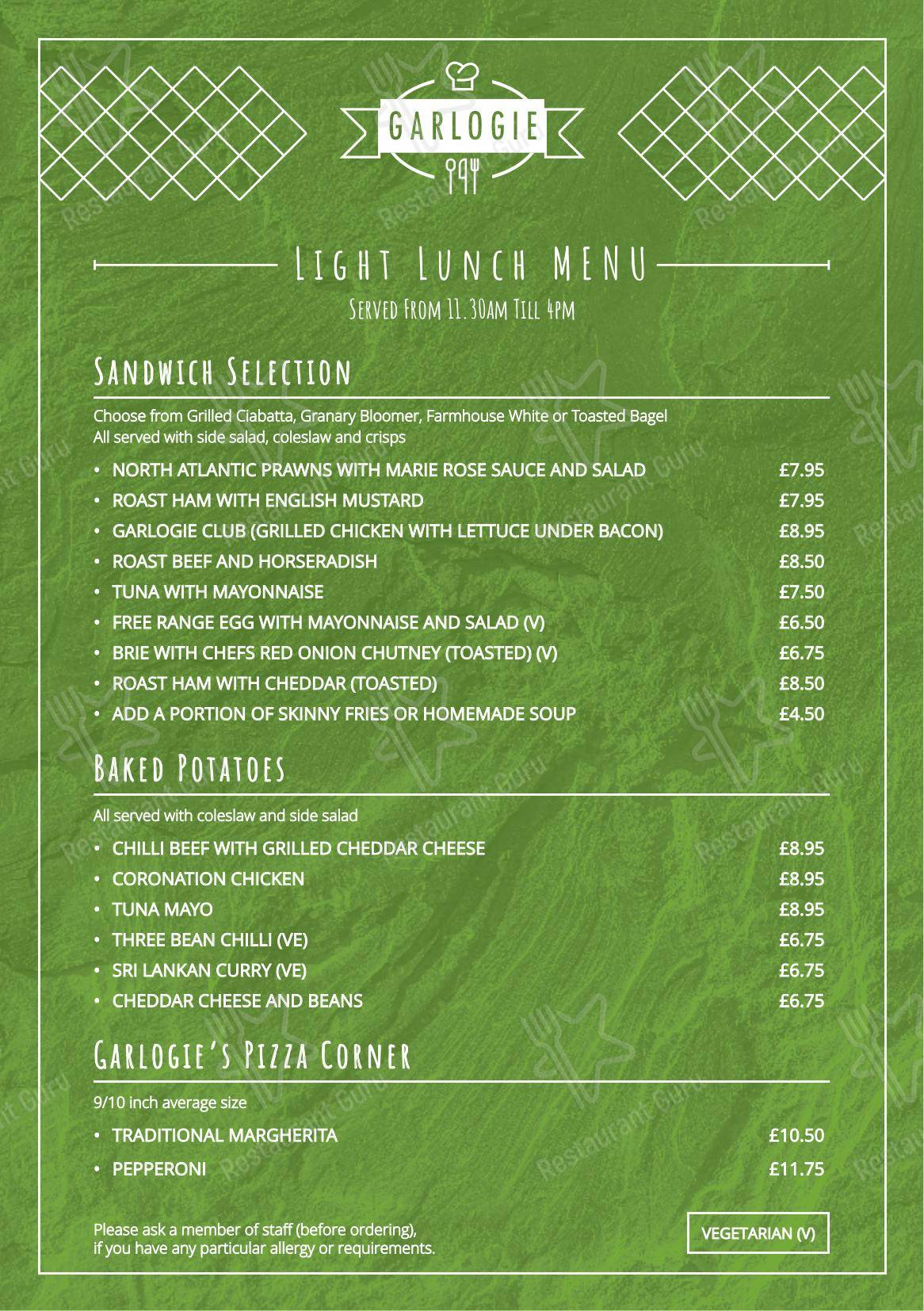 Menu at The Garlogie Inn pub & bar, Garlogie
