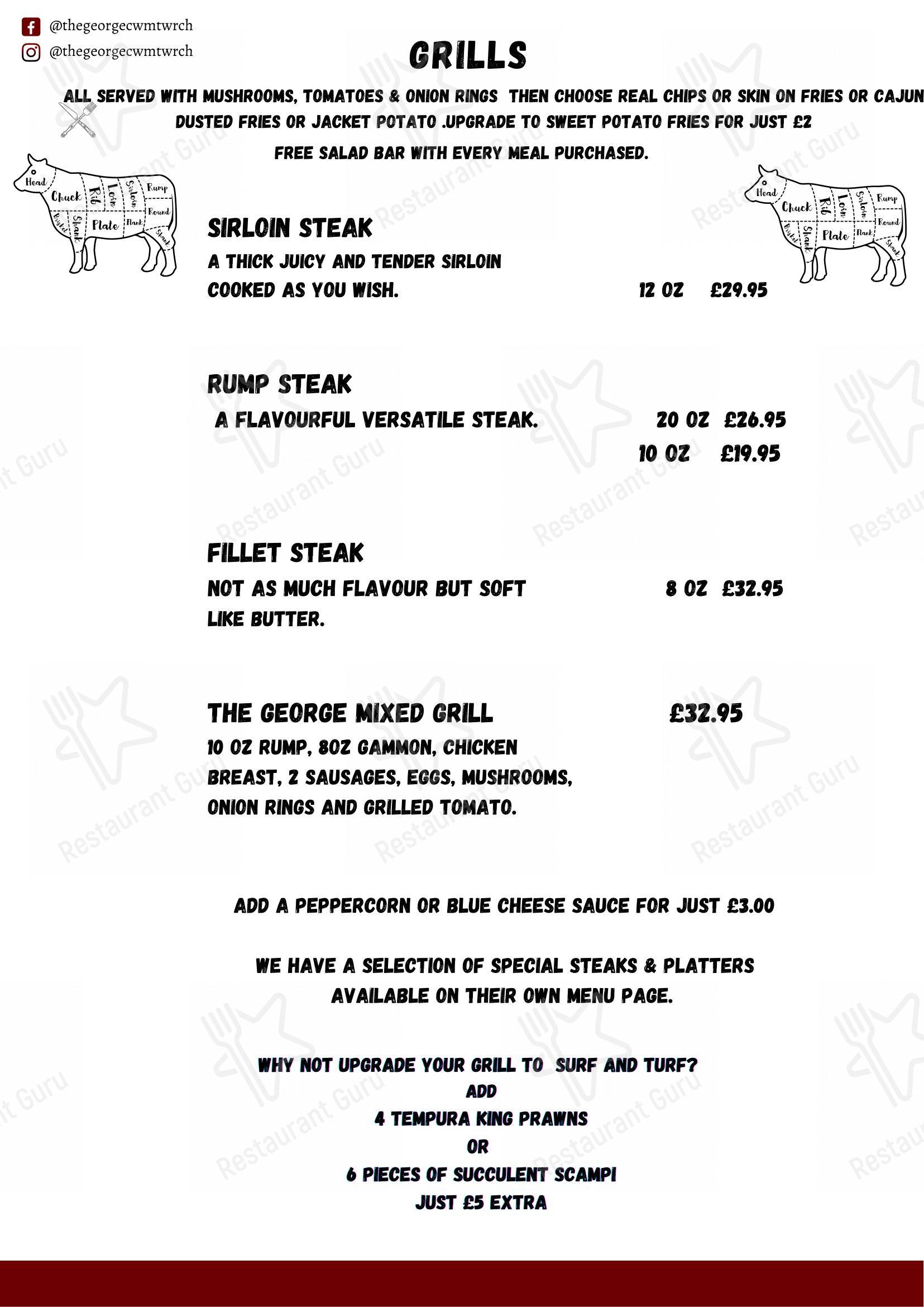 Menu at The George IV Inn restaurant, Ystalyfera, Heol Gwys