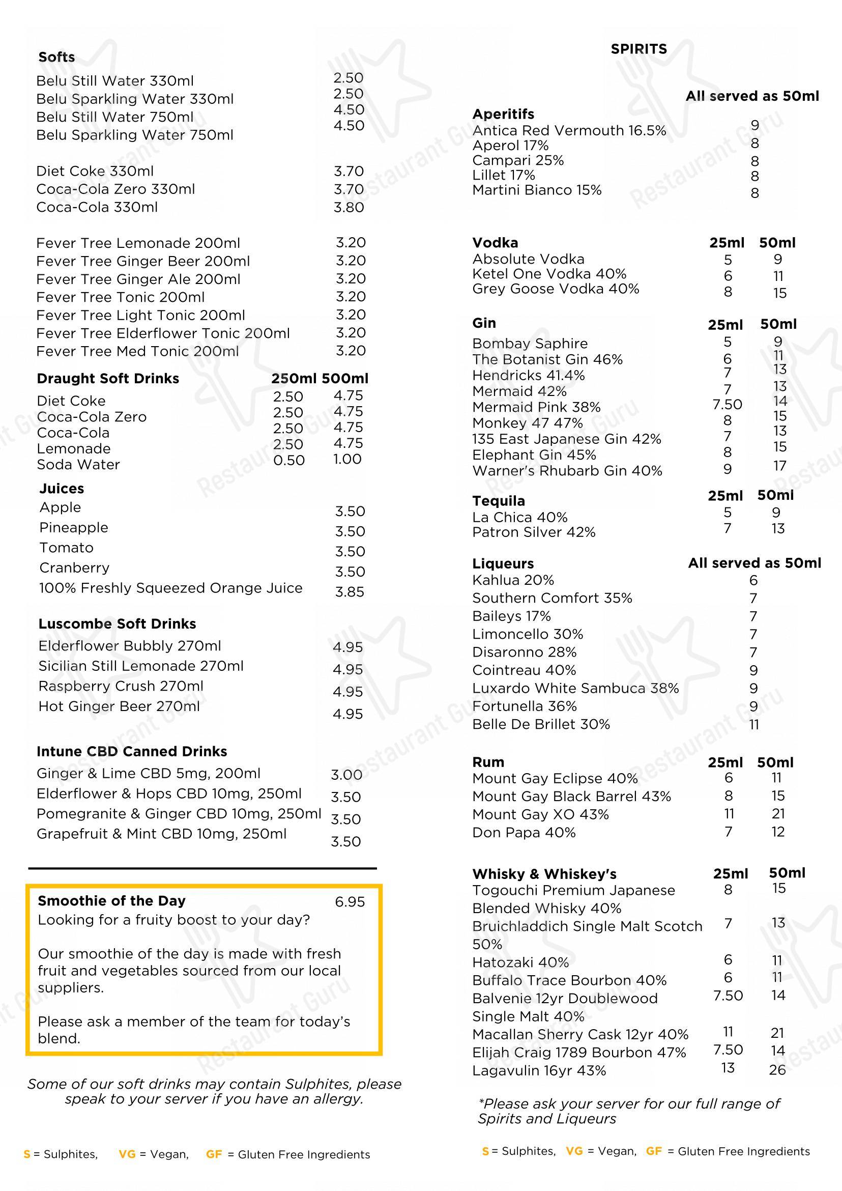 Menu at The Glasshouse by Seasons restaurant, Windlesham