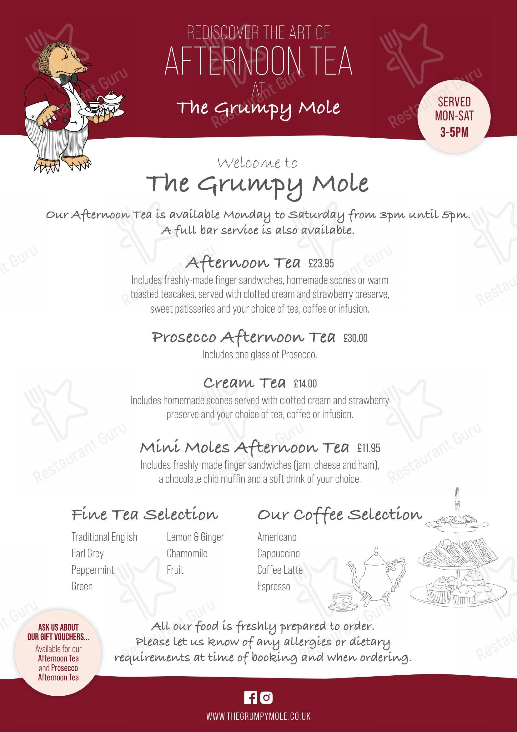 Menu at The Grumpy Mole - Cheam pub & bar, Sutton, Ewell Rd
