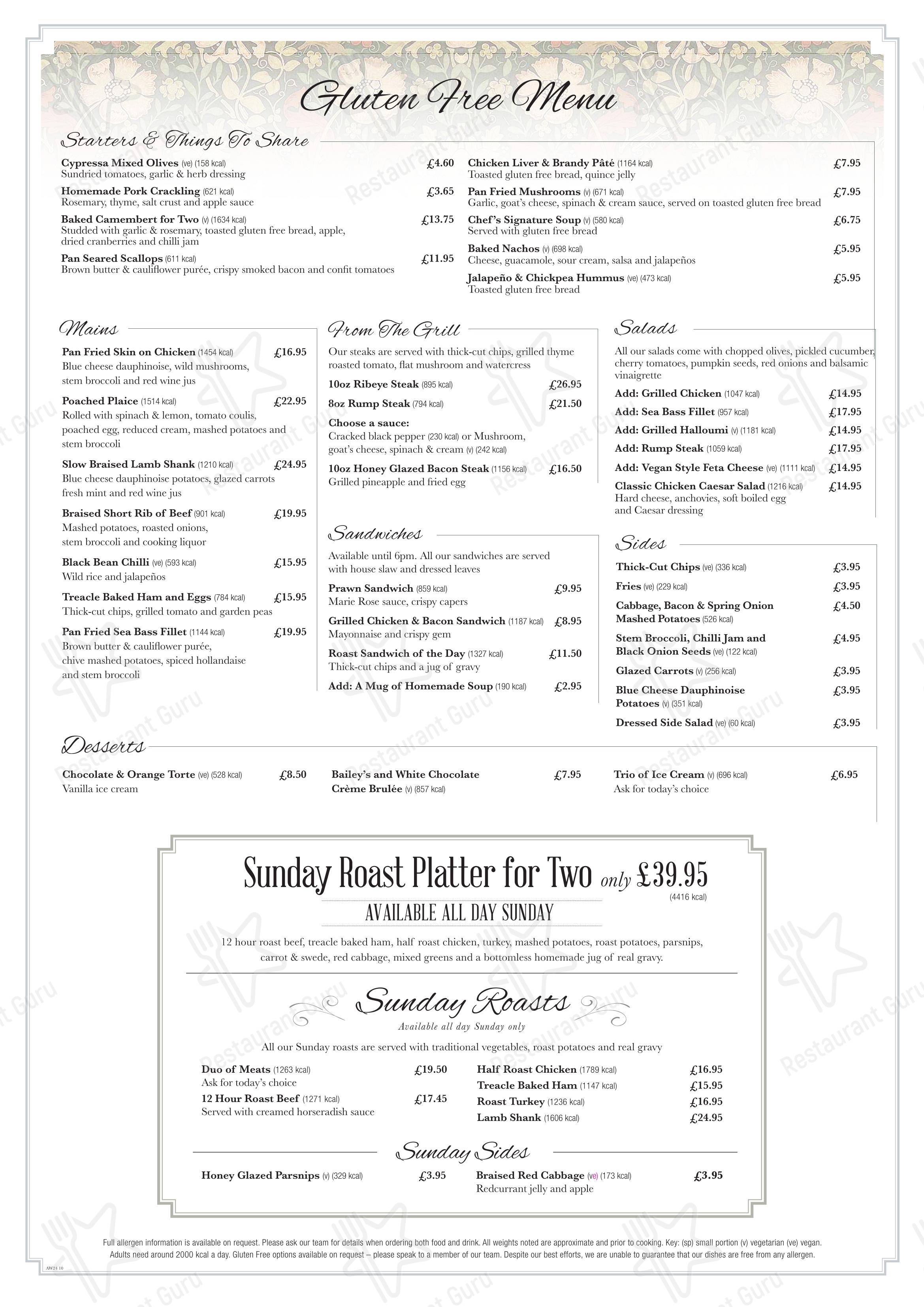 Menu at The Hornsmill pub & bar, Helsby