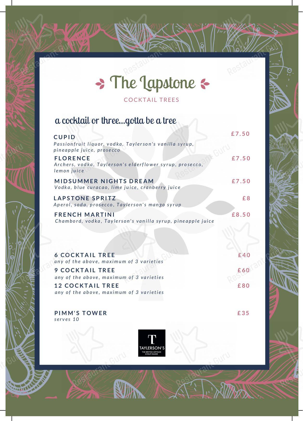 Menu at The Lapstone - Public House in Fair Oak, Eastleigh