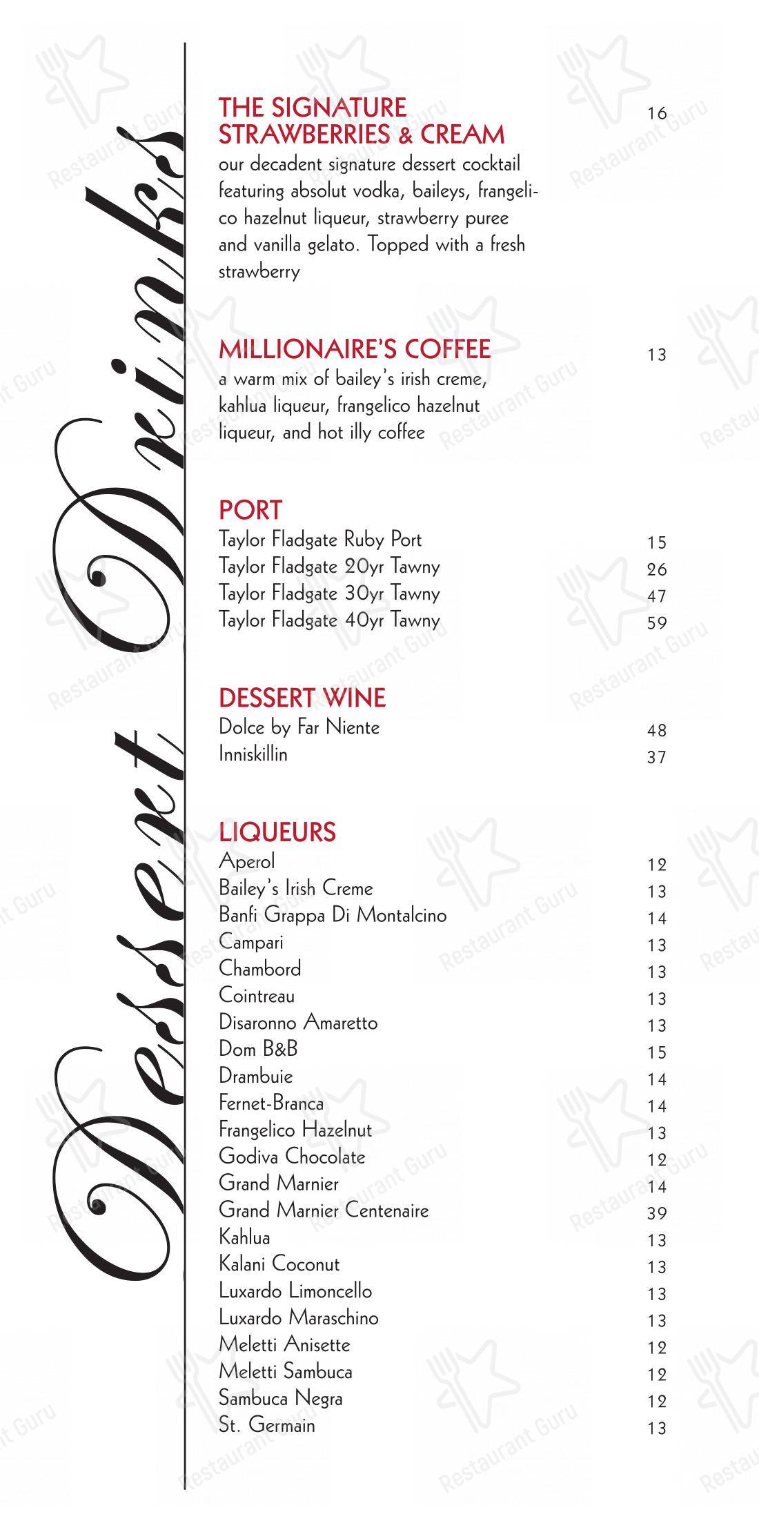 Menu at The Signature Prime Steak & Seafood steakhouse, Honolulu