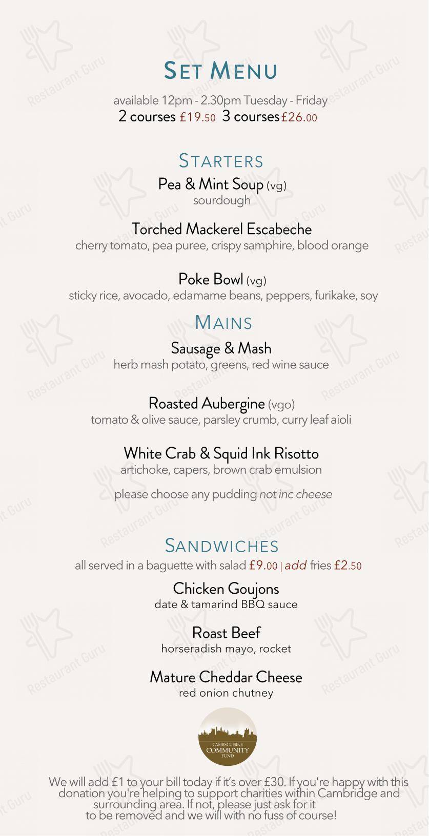 Menu at The Tickell Arms pub & bar, Whittlesford