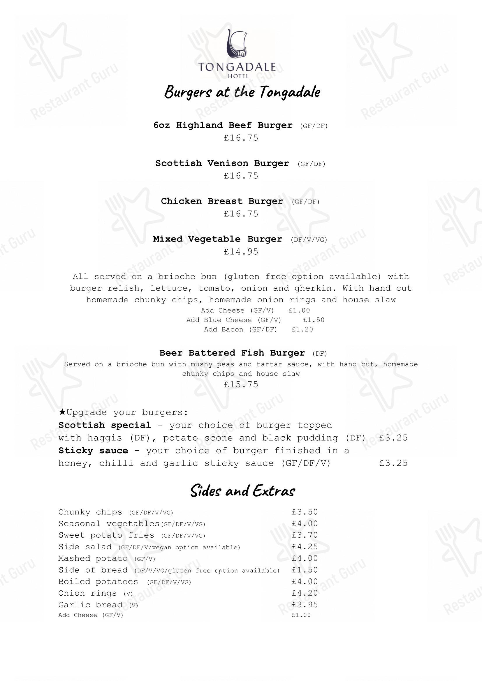 Menu at Tongadale Hotel pub & bar, Portree