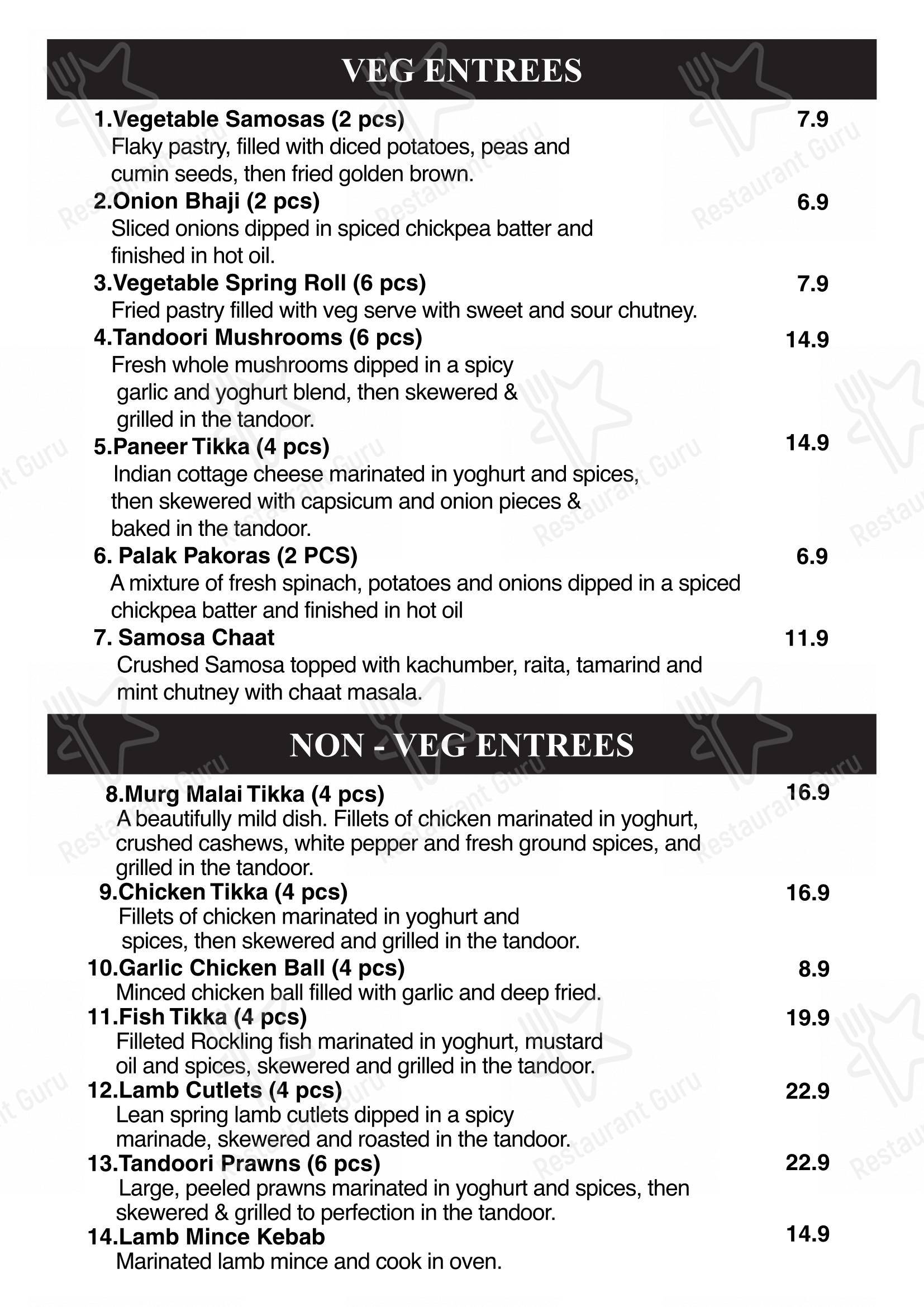 Menu at Tulsi Indian Restaurant, Somerville