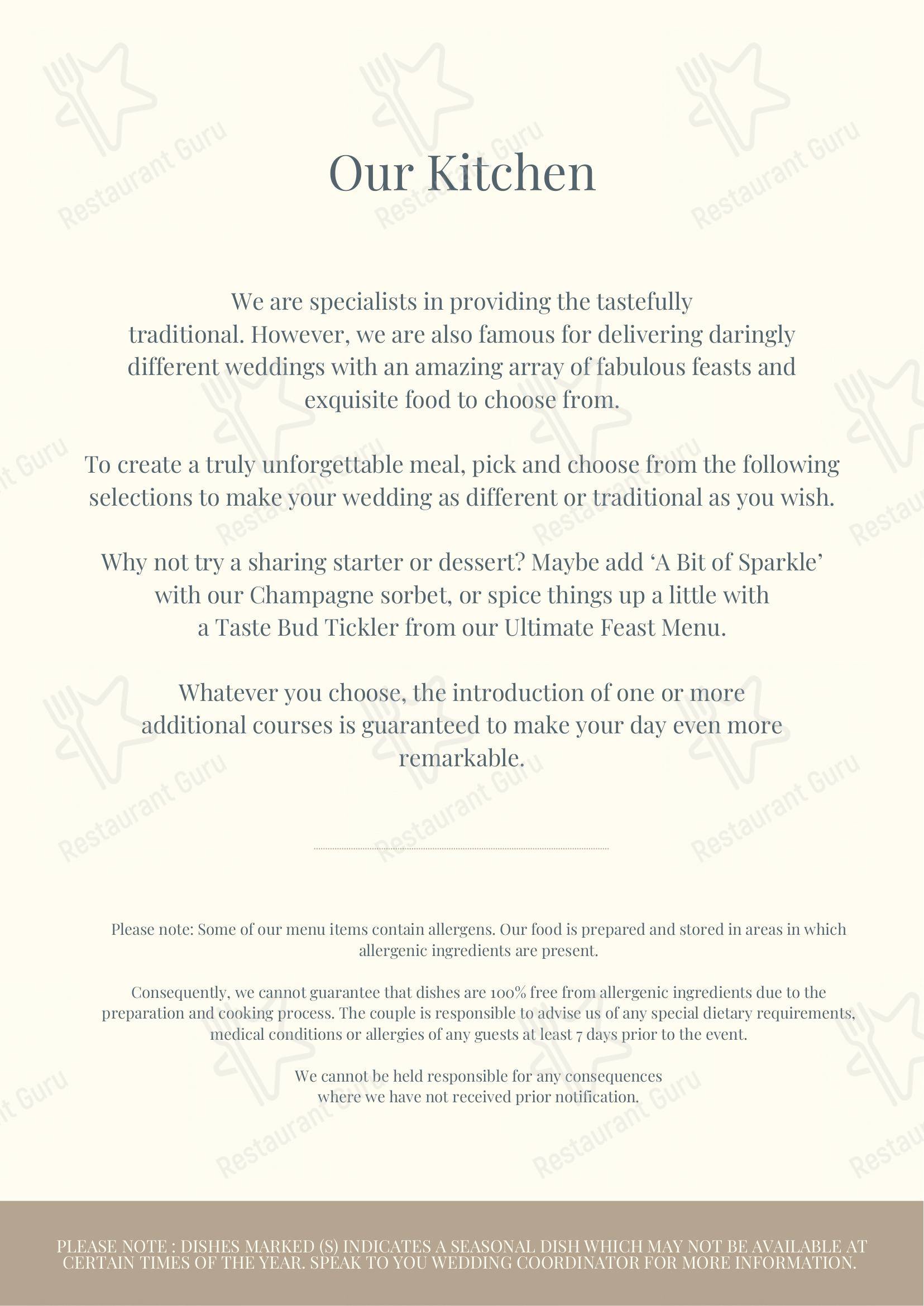 Menu at Whitworth Hall Estate & Deer Park, Spennymoor