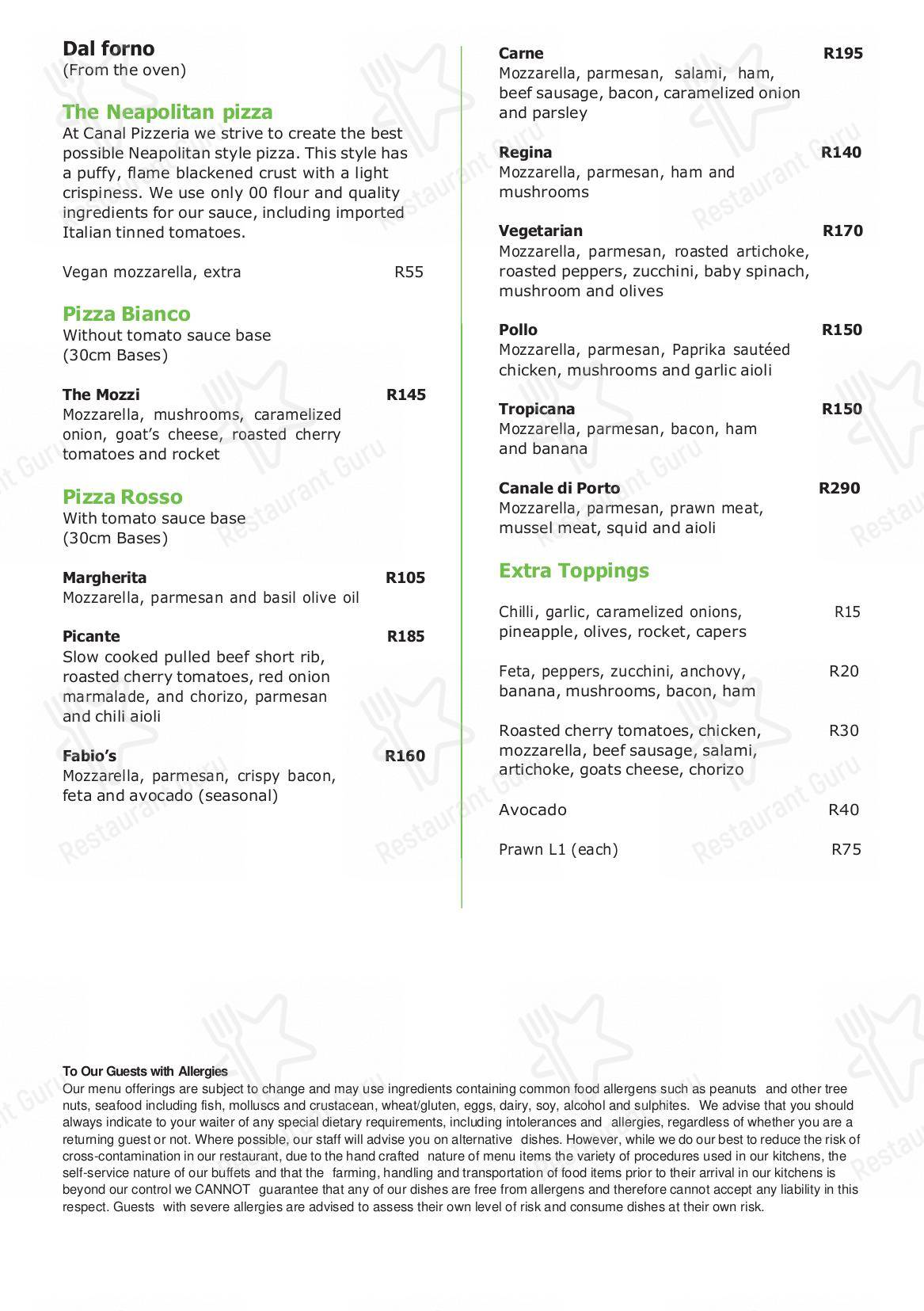 Menu at aha Harbour Bridge Hotel & Suites restaurant, Cape Town