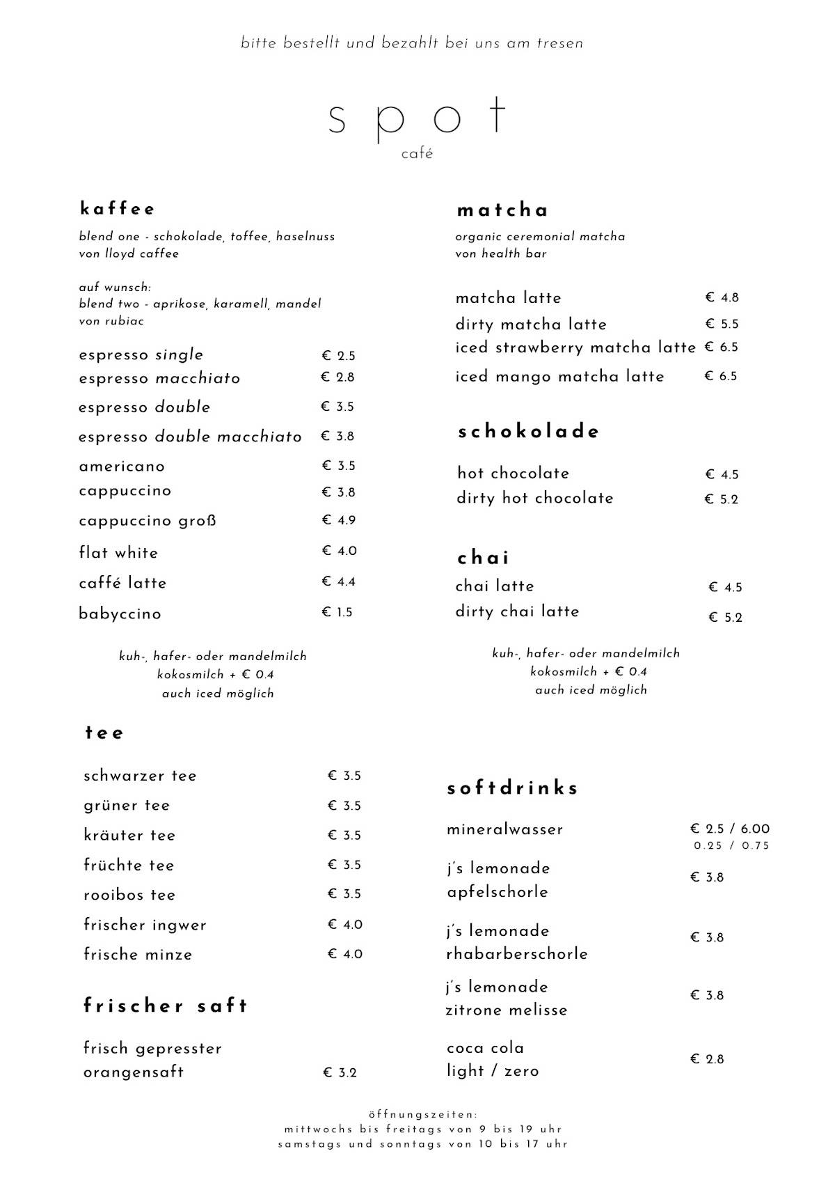 Speisekarte von Spot Café cafe, Bremen