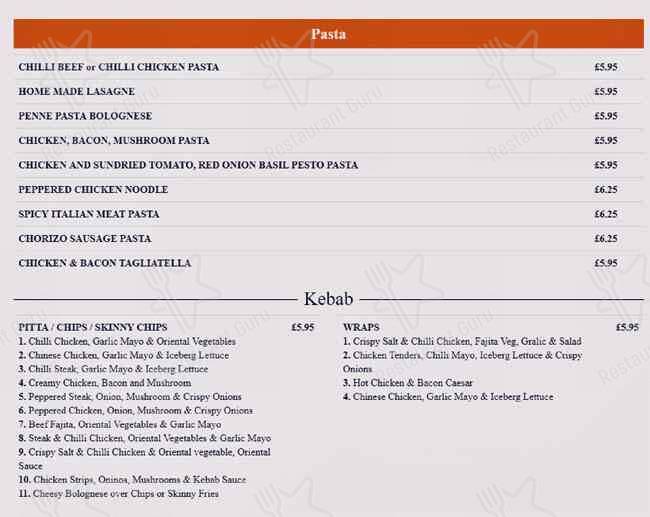 Menu at Millside Restaurant, Cloughmills