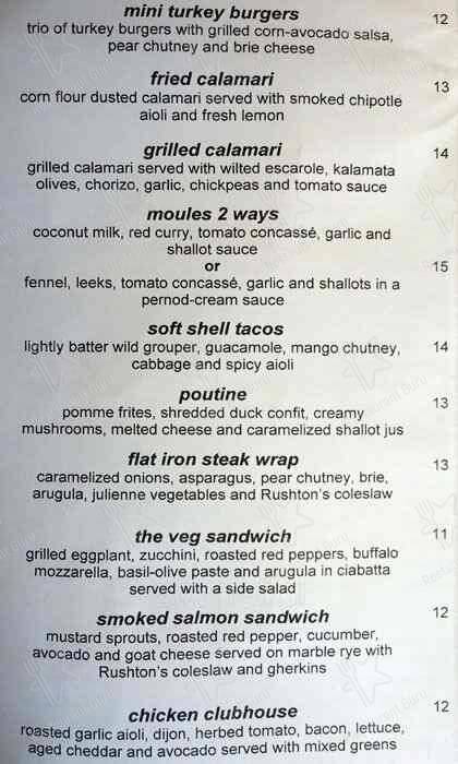Menu at The Rushton pub & bar, Toronto