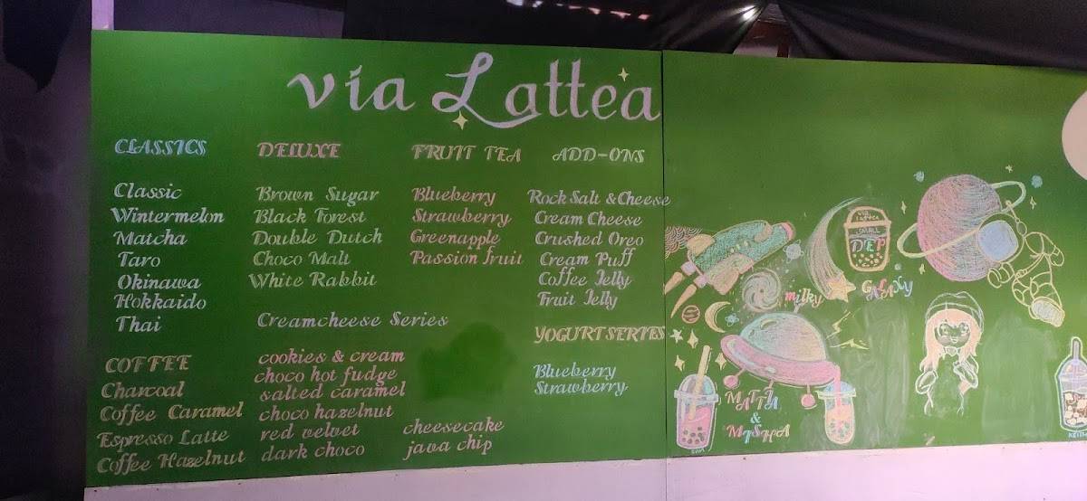 Menu at via Lattea Baguio cafe, Baguio