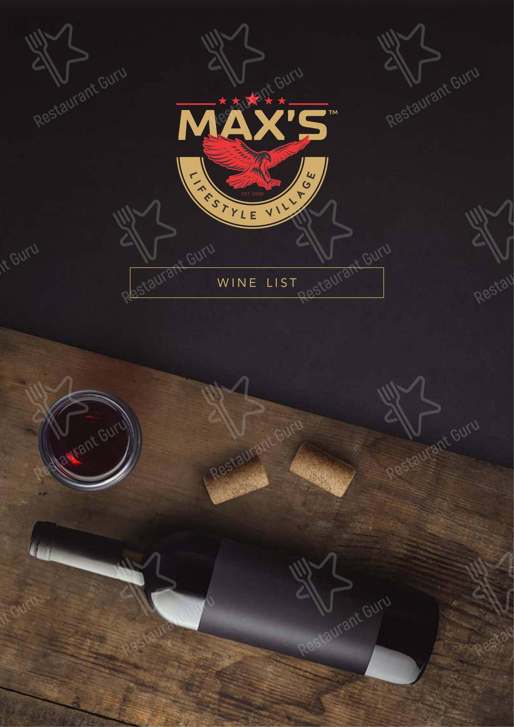 Menu at Max's Lifestyle pub & bar, Durban, Durban