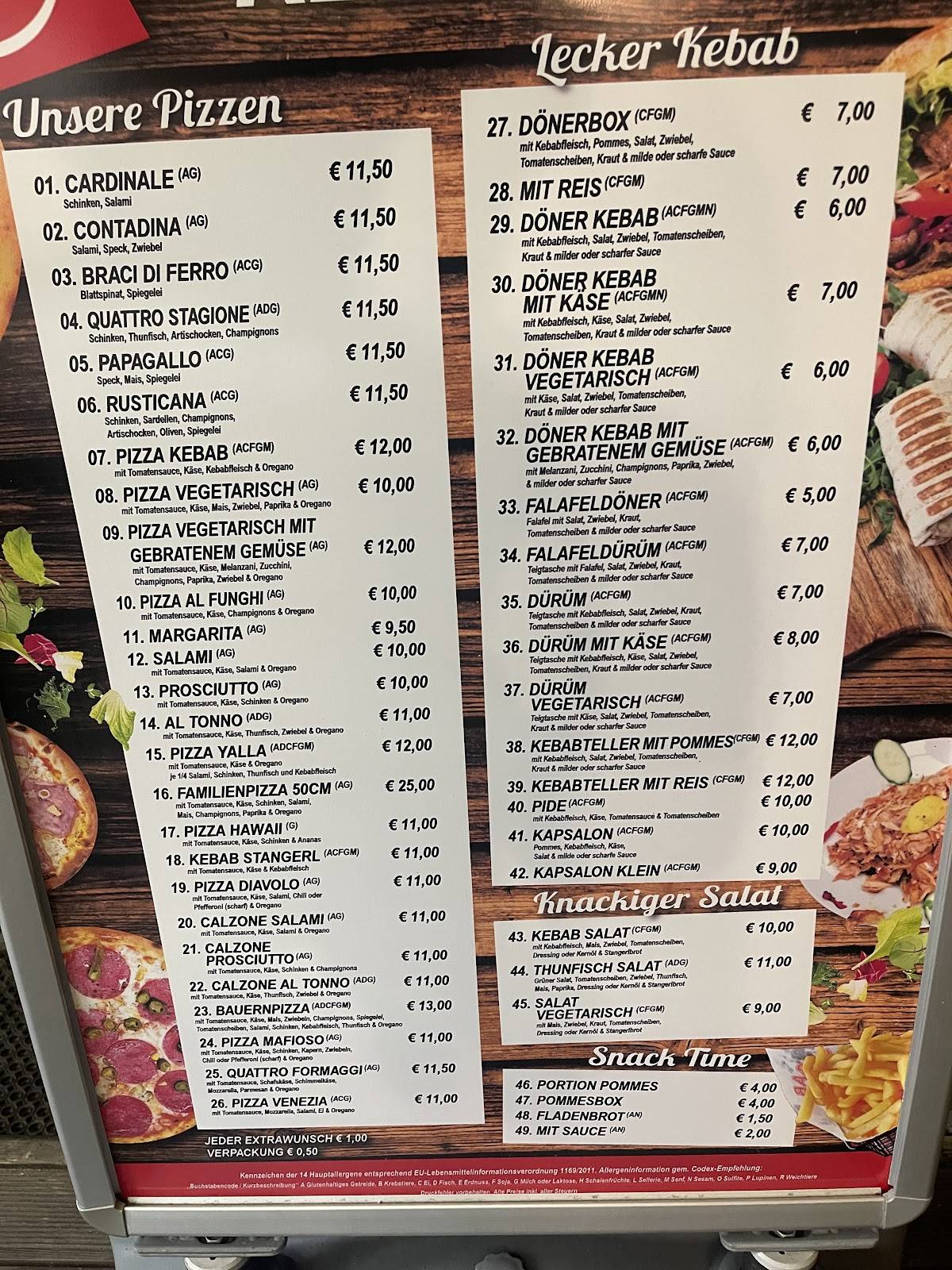 Speisekarte von yalla kebab&pizza, Kaindorf bei Hartberg