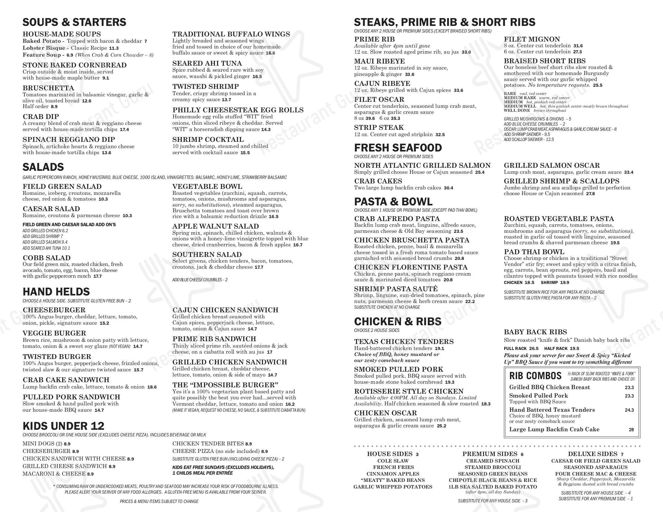 Menu at Austin's Restaurant & Bar, West Lawn