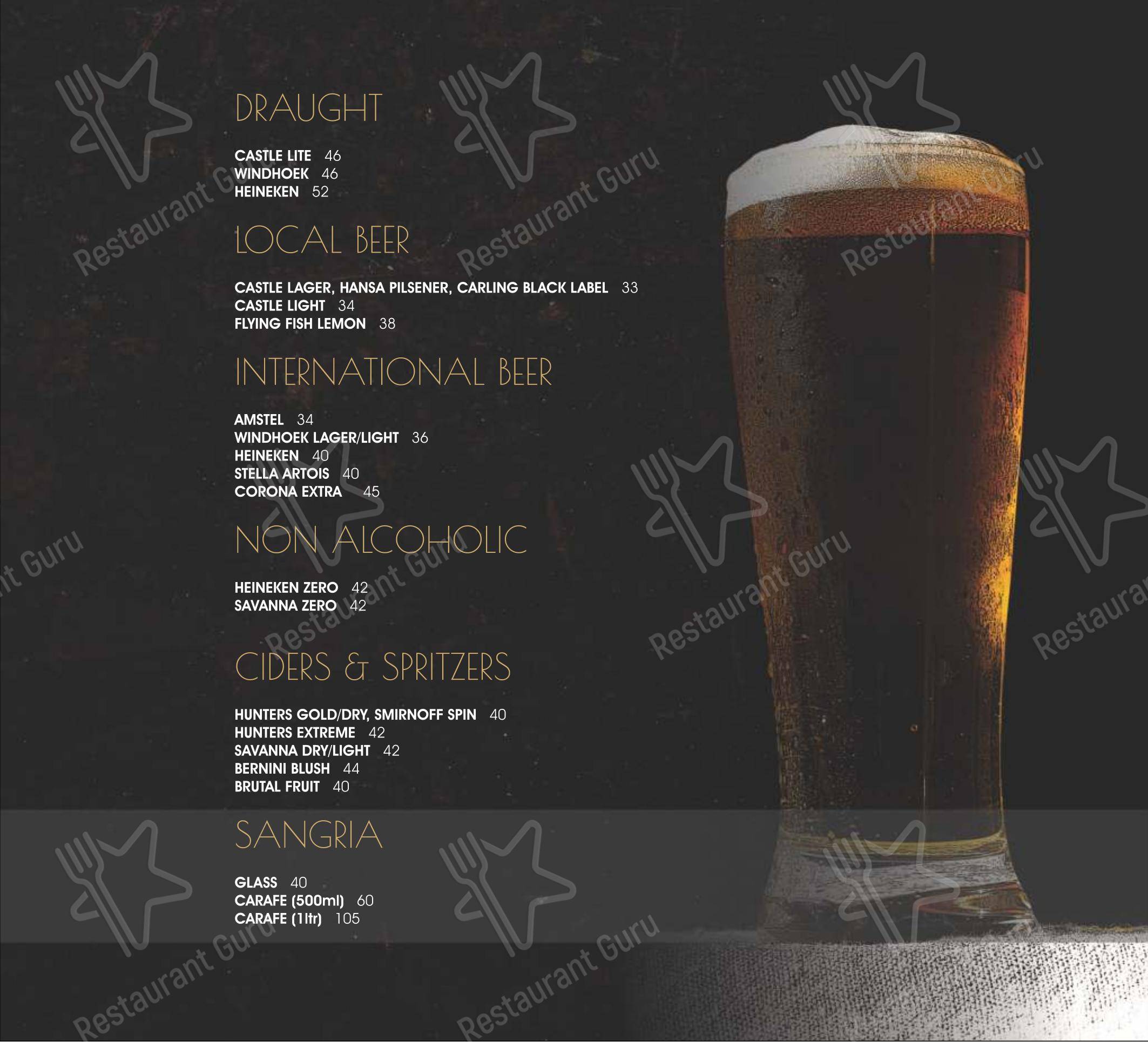 Menu at Baobab Cafe & Grill, Pretoria, Menlyn Shopping Centre