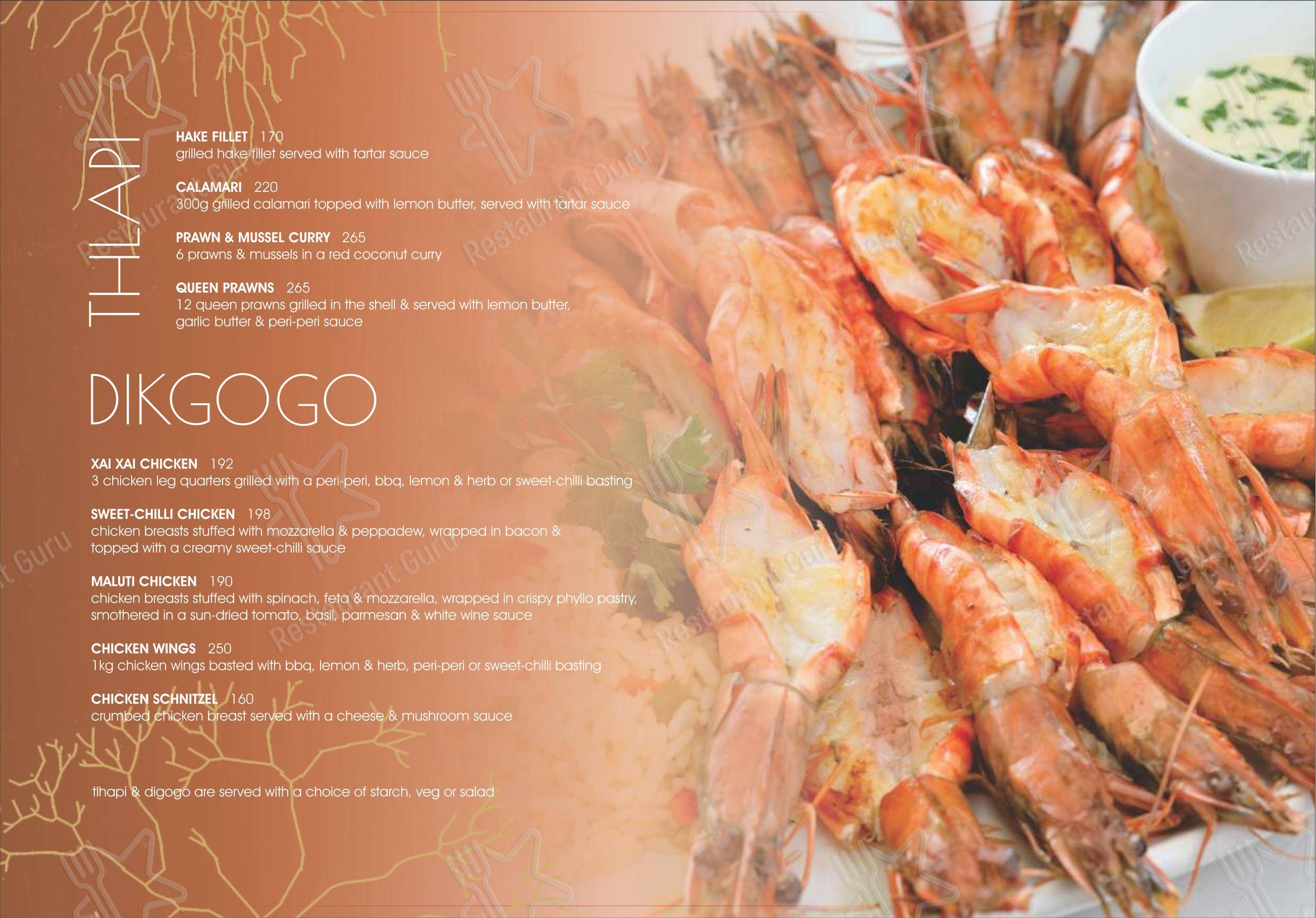 Menu at Baobab Cafe & Grill, Pretoria, Menlyn Shopping Centre