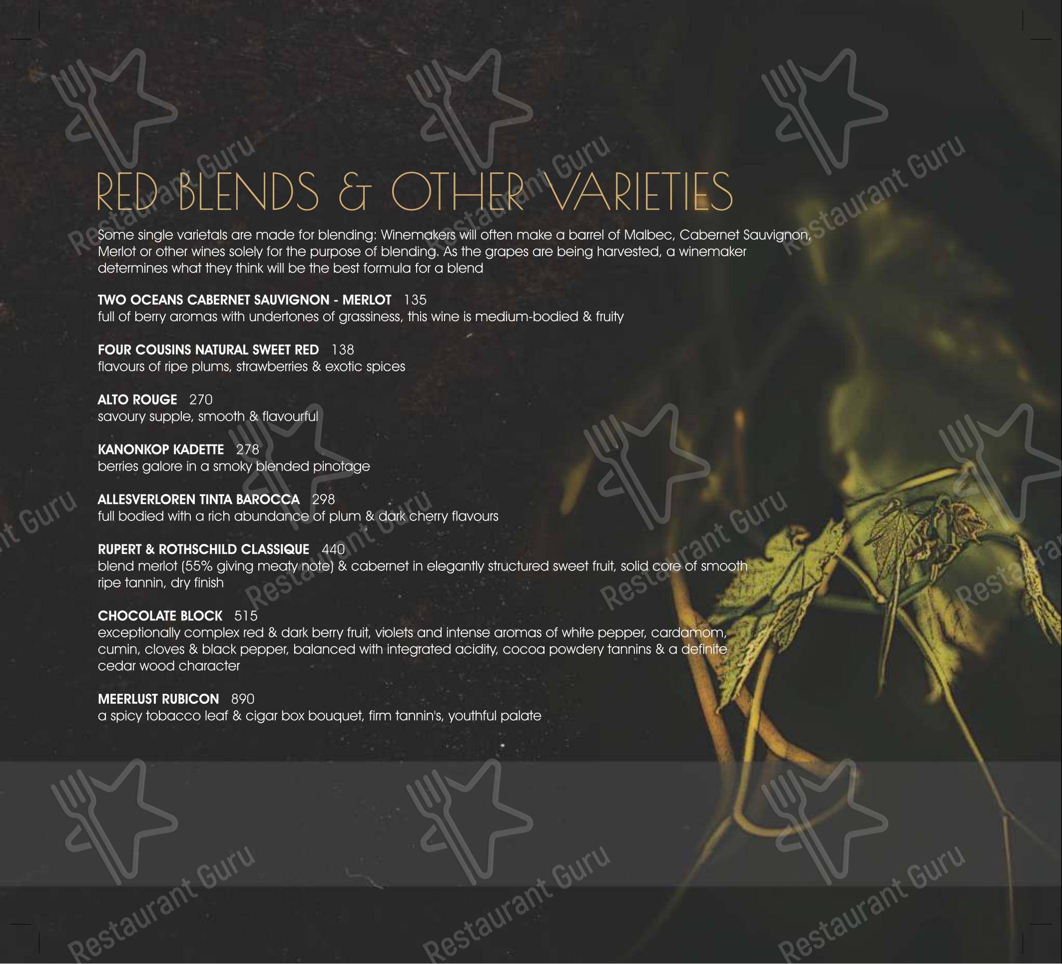 Menu at Baobab Cafe & Grill, Pretoria, Menlyn Shopping Centre