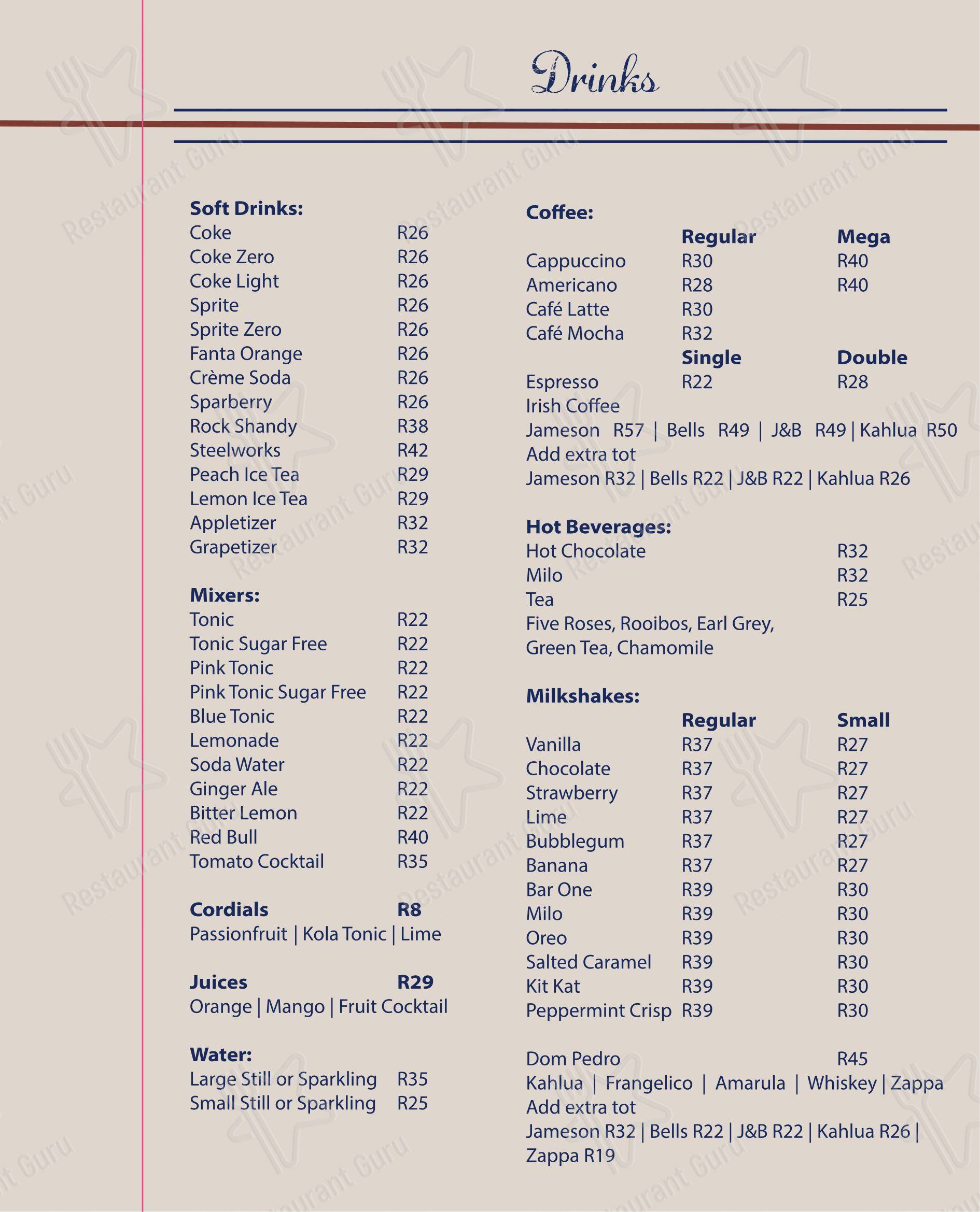 Menu at Farm 'n Sea Grillhouse restaurant, Vanderbijlpark
