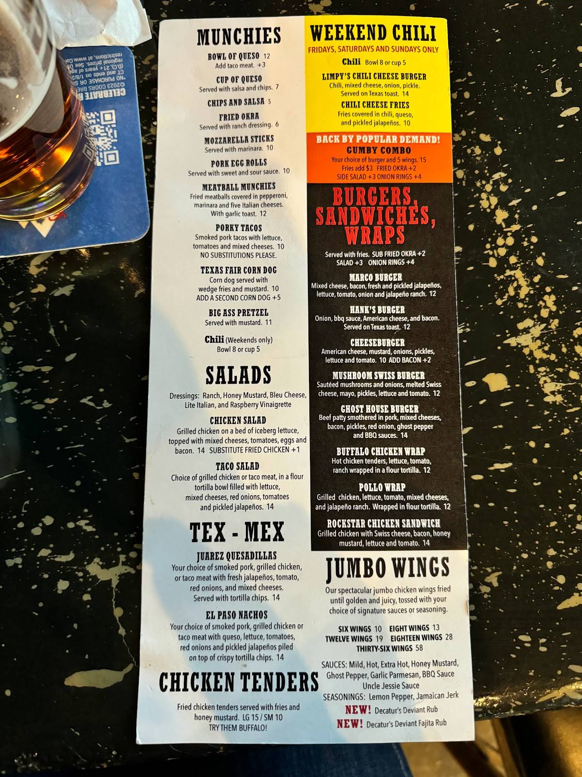 Menu at The End Zone Midtowne restaurant, Huntsville