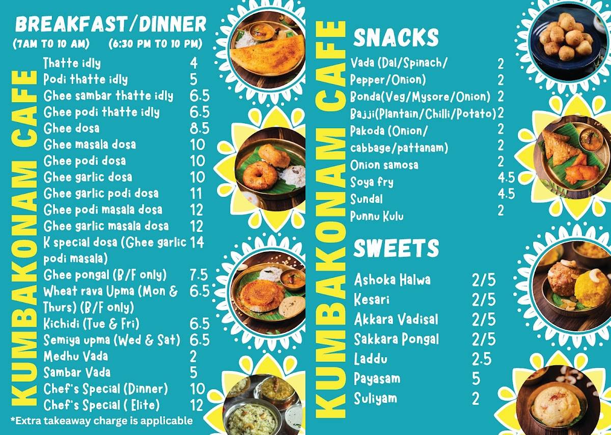 Menu at KUMBAKONAM CAFE - Hamdan Branch, UAE