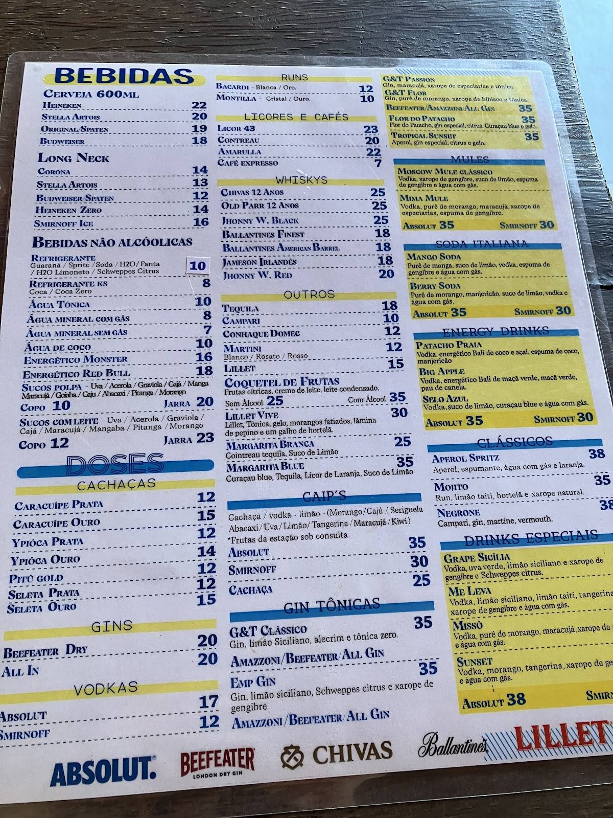 Menu em Patacho Praia restaurante, Brasil