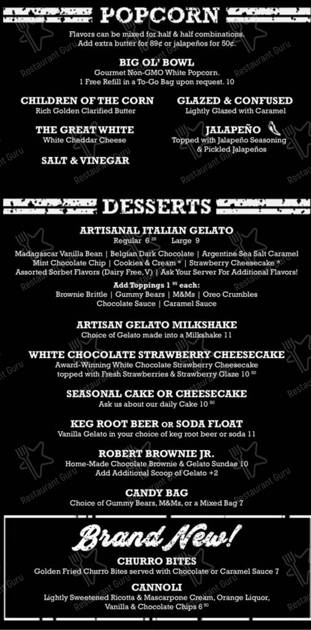 Menu at RoadHouse Cinemas pub & bar, Tucson
