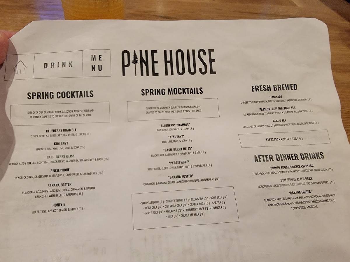 Menu at Pine House Kitchen & Bar, Tiverton