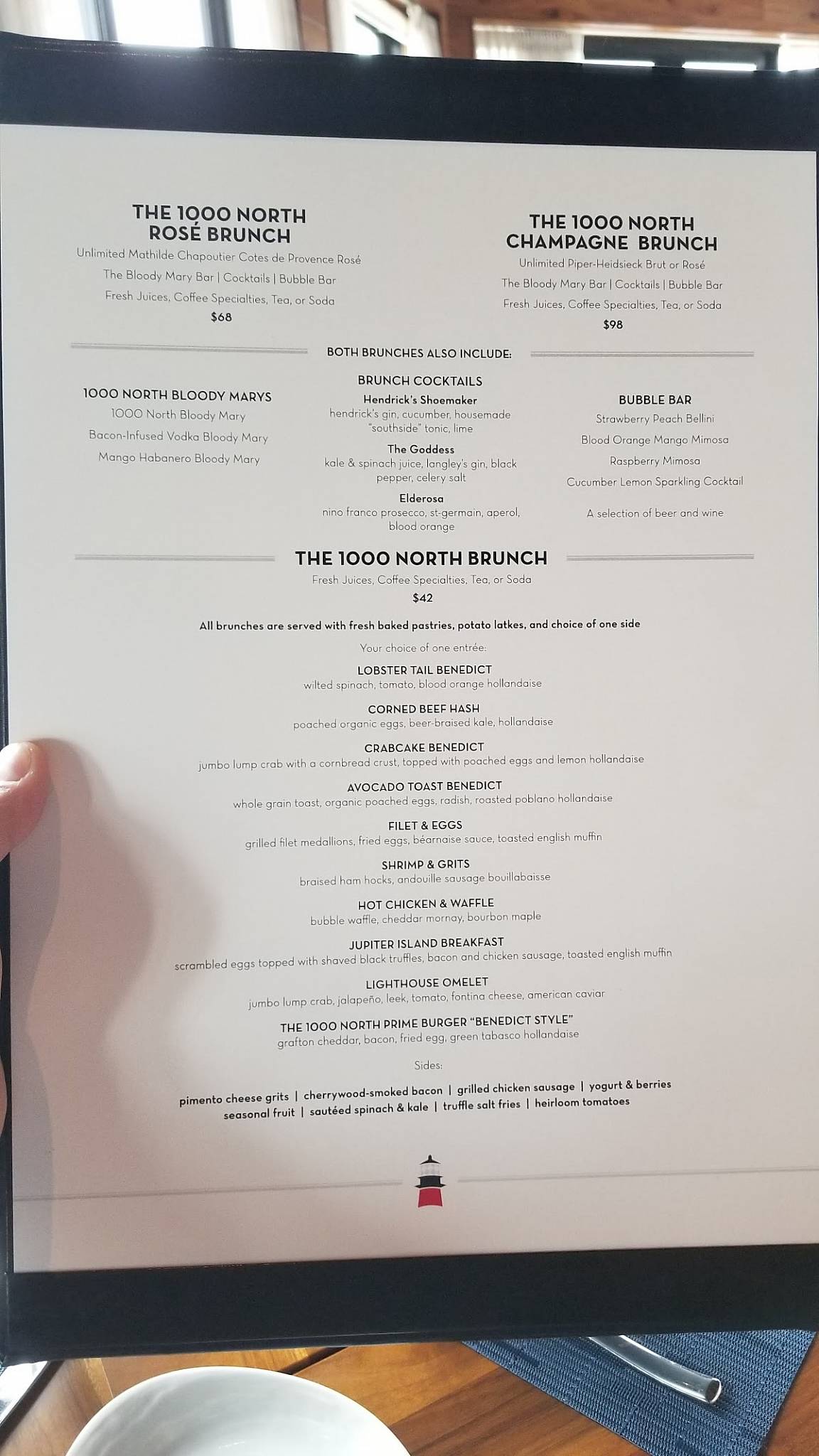 Menu at 1000 NORTH pub & bar, Jupiter