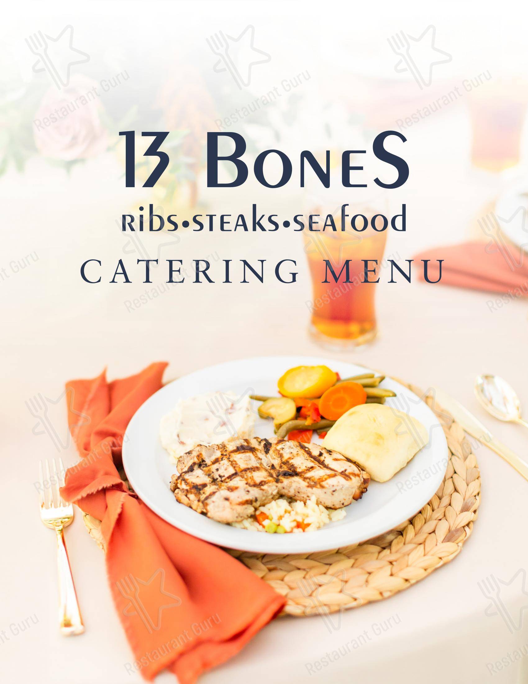 Menu at 13 Bones Restaurant, Mount Airy