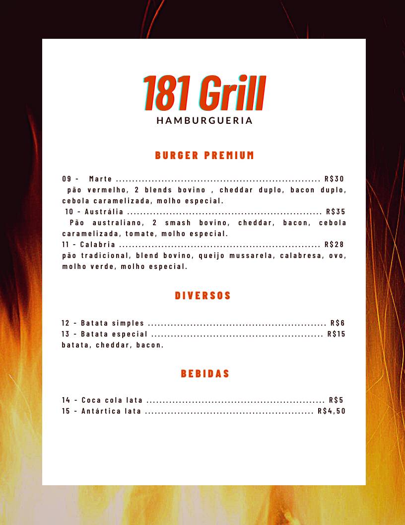 Menu em 181 Grill hamburgueria restaurante, Recife