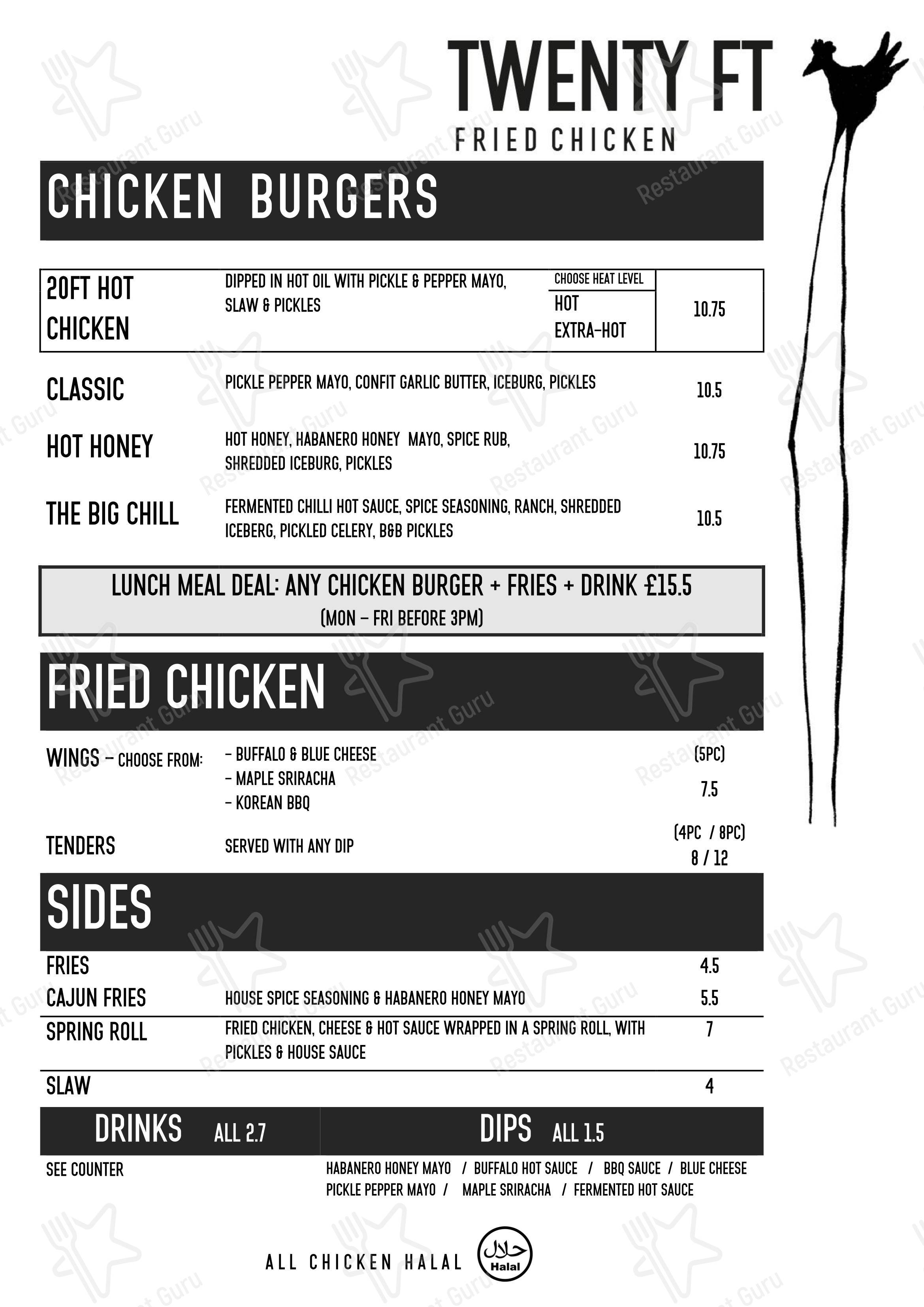 Menu at 20ft Fried Chicken - Restaurant, London