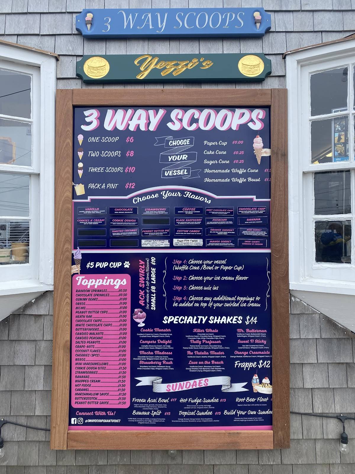 Menu at 3-WAY SCOOPS, Nantucket