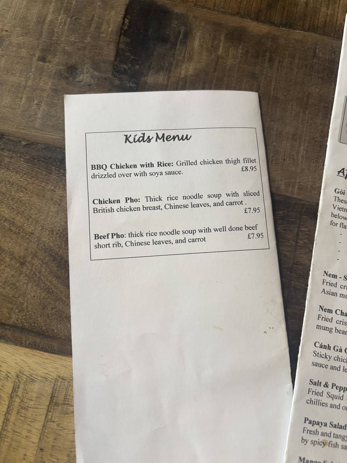 Menu at 36 Streets Food - Vietnamese Restaurant, Kingston upon Thames