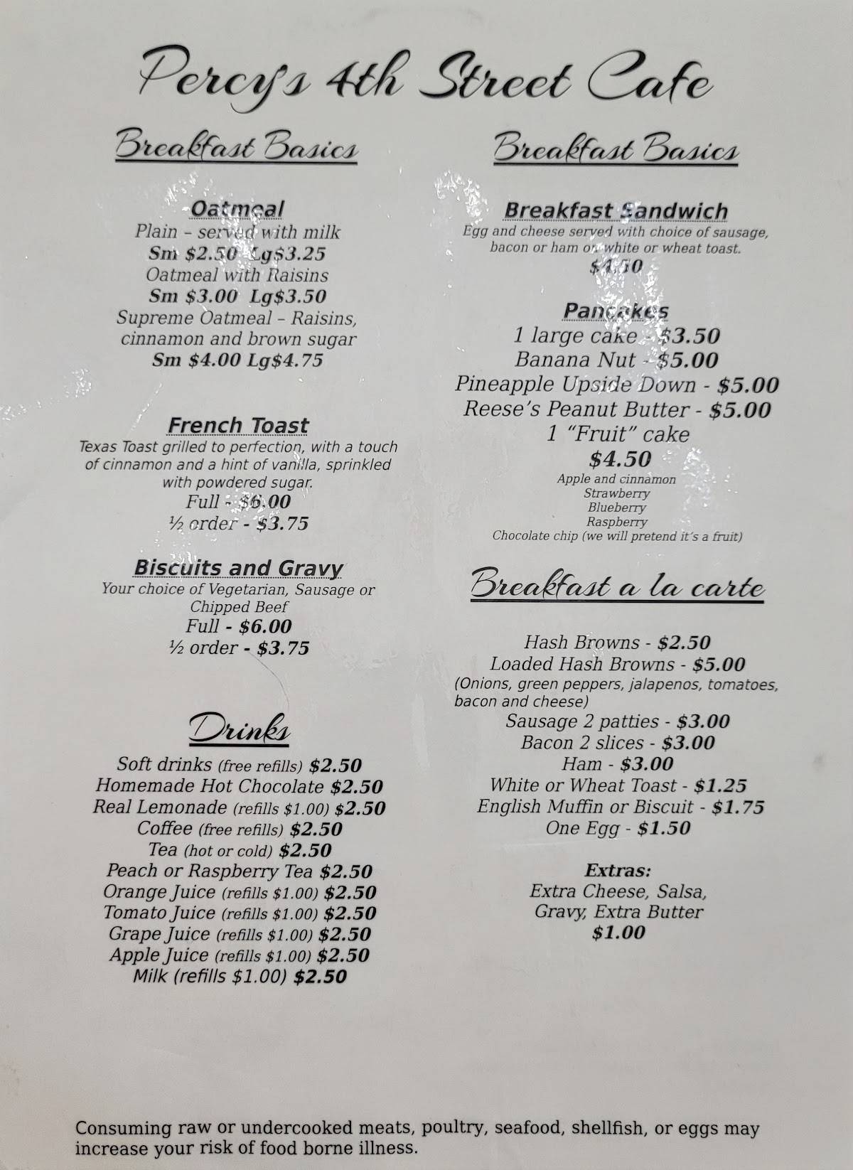 Menu at 4th Street Cafe, Keokuk