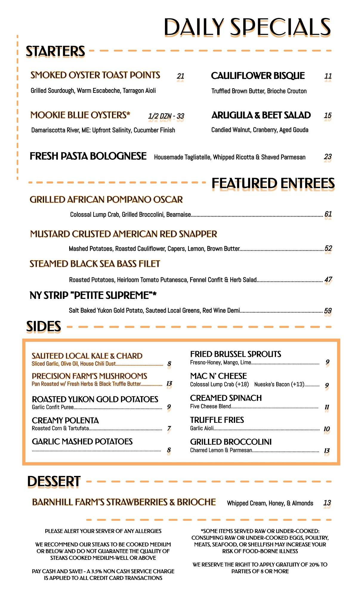 Menu at 501 Prime pub & bar, Hot Springs