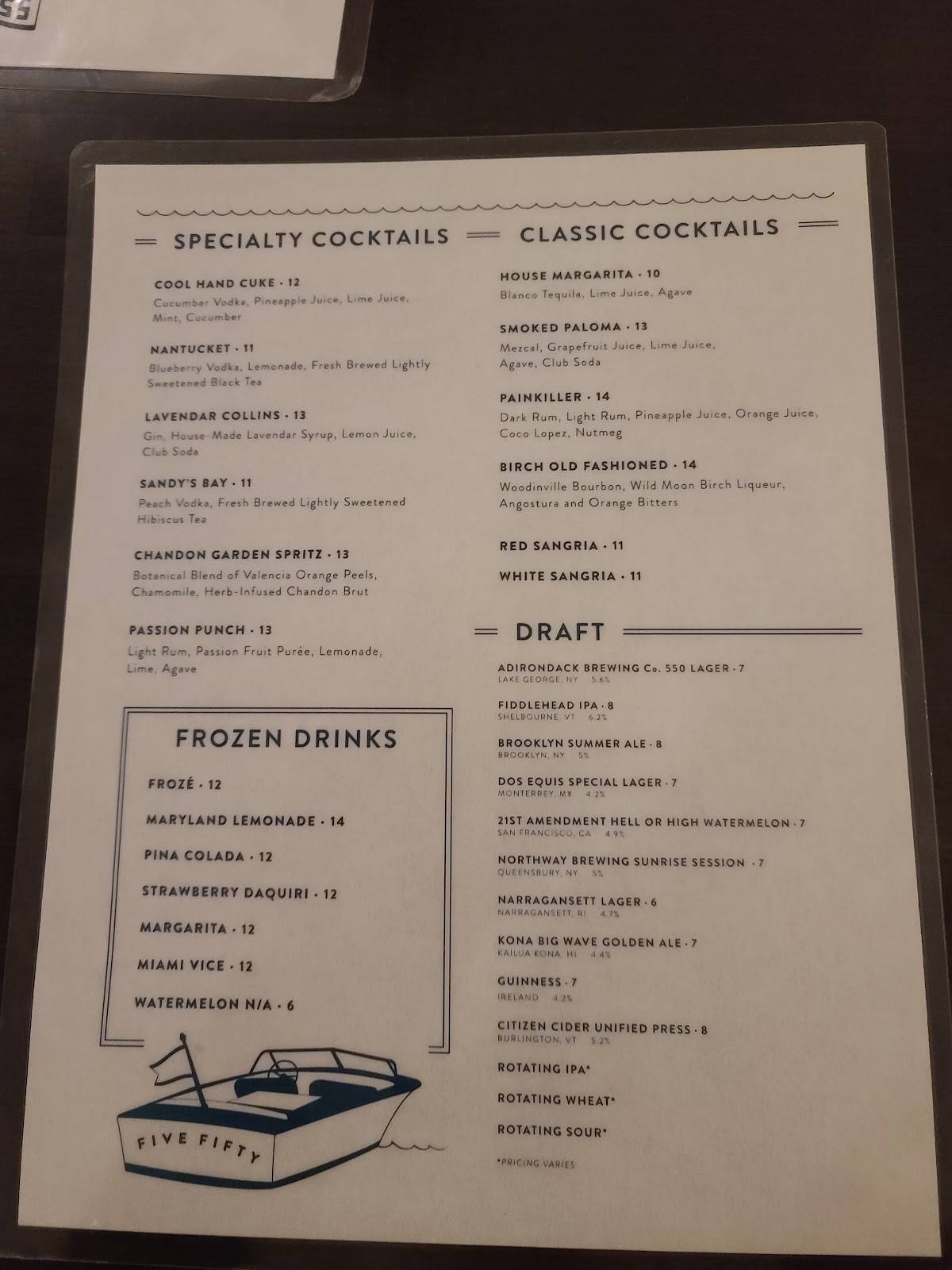 Menu at Lago by Druthers pub & bar, Saratoga Springs