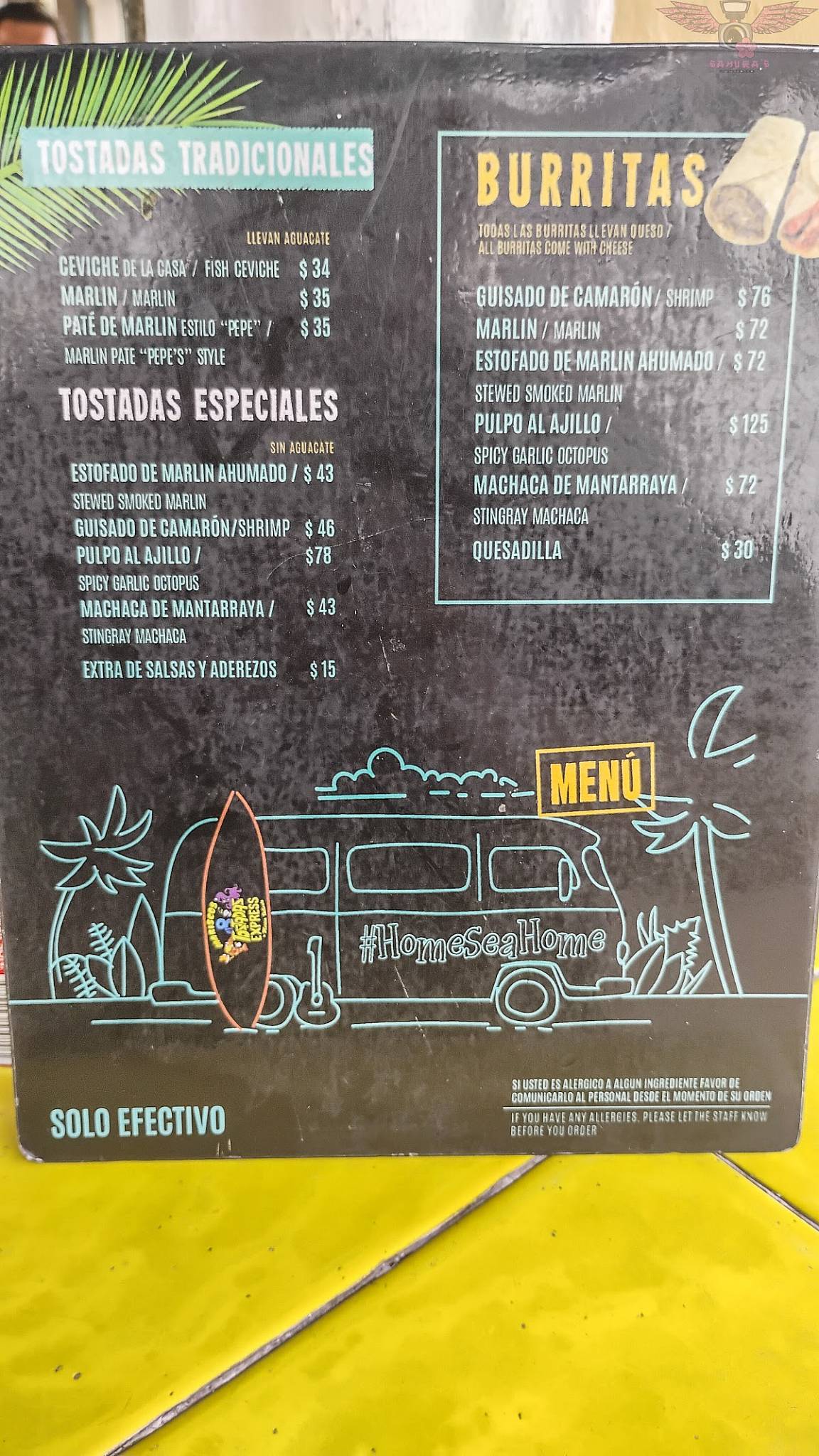 Carta del restaurante 8 Tostadas Express, Puerto Vallarta, Av ...