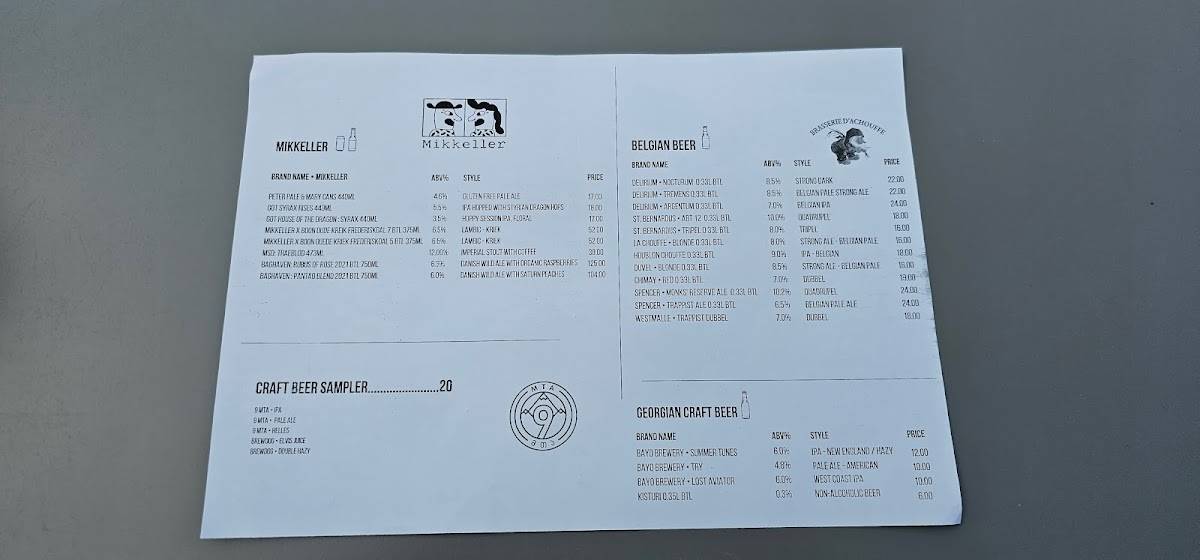 Speisekarte von 9 Mta restaurant, Tiflis, Dedaena Park