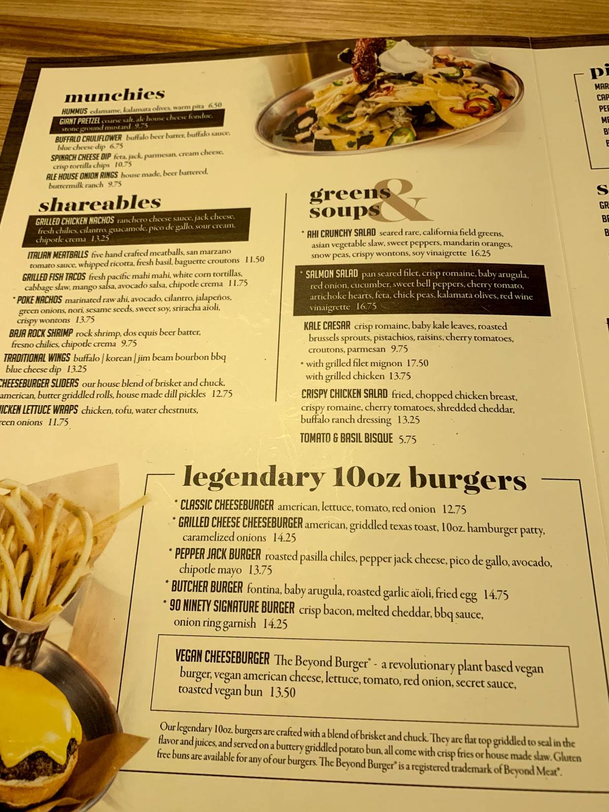 Menu at 90 NINETY Bar + Grill, Las Vegas