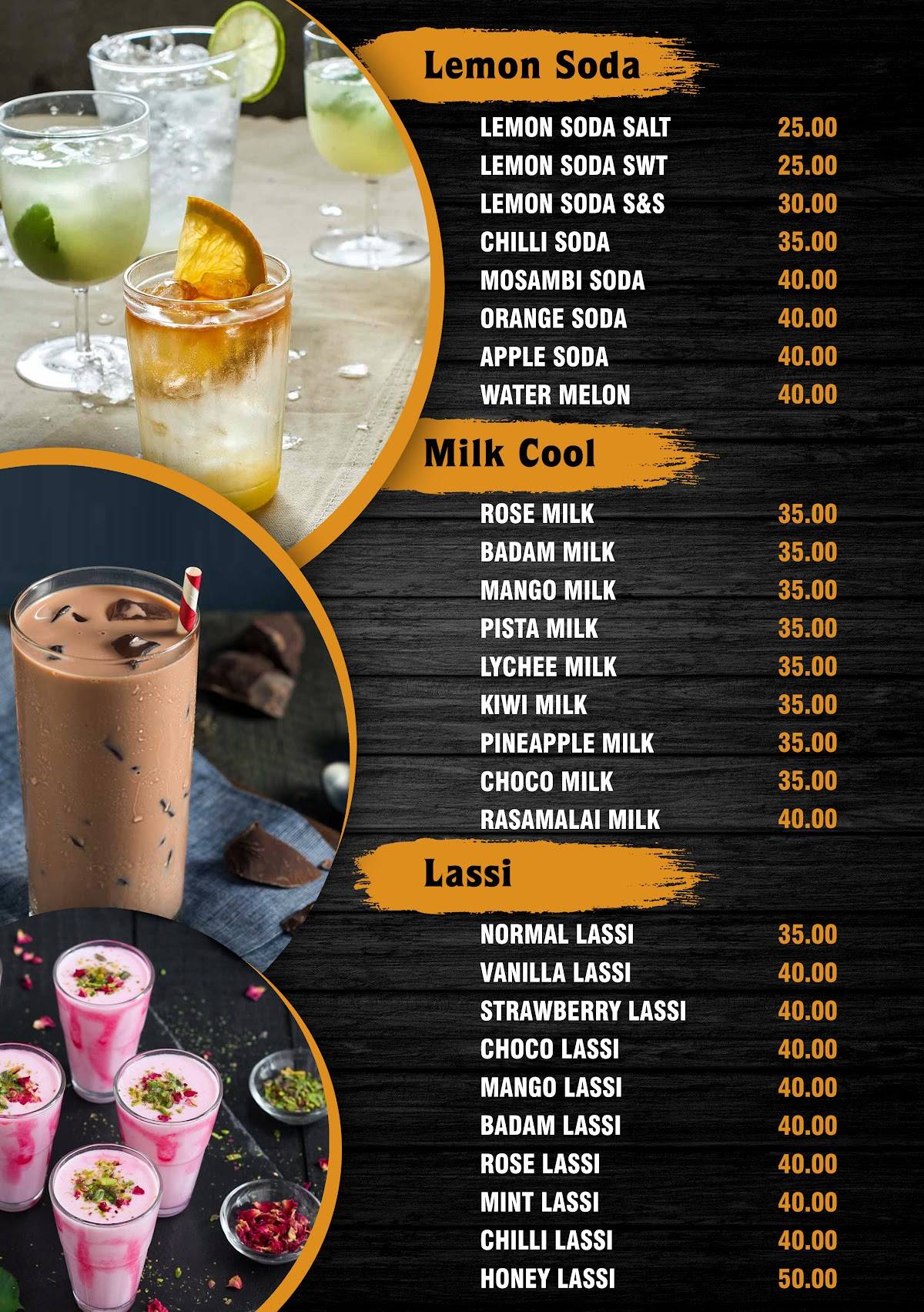 Menu at Lily cafe, A.Thirumuruganpoondi