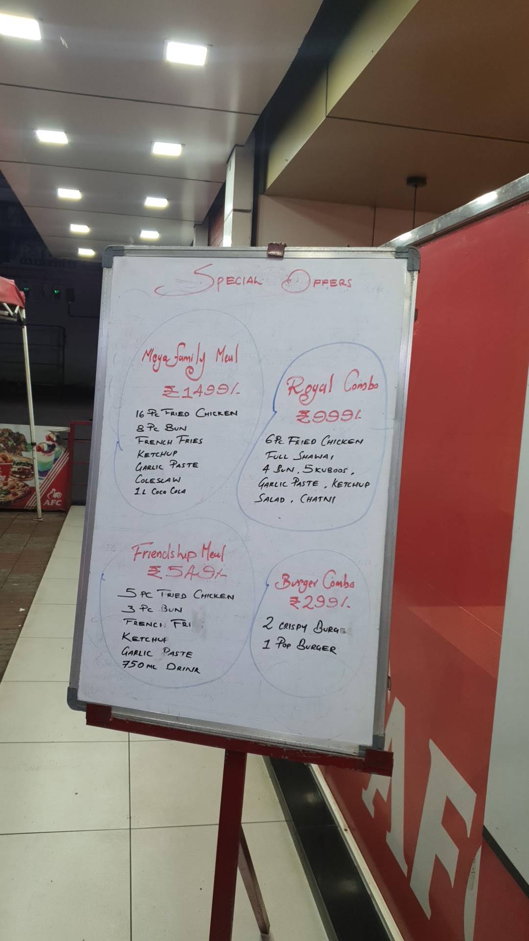 Menu at AFC - American Fried Chicken Peravoor, Peravoor